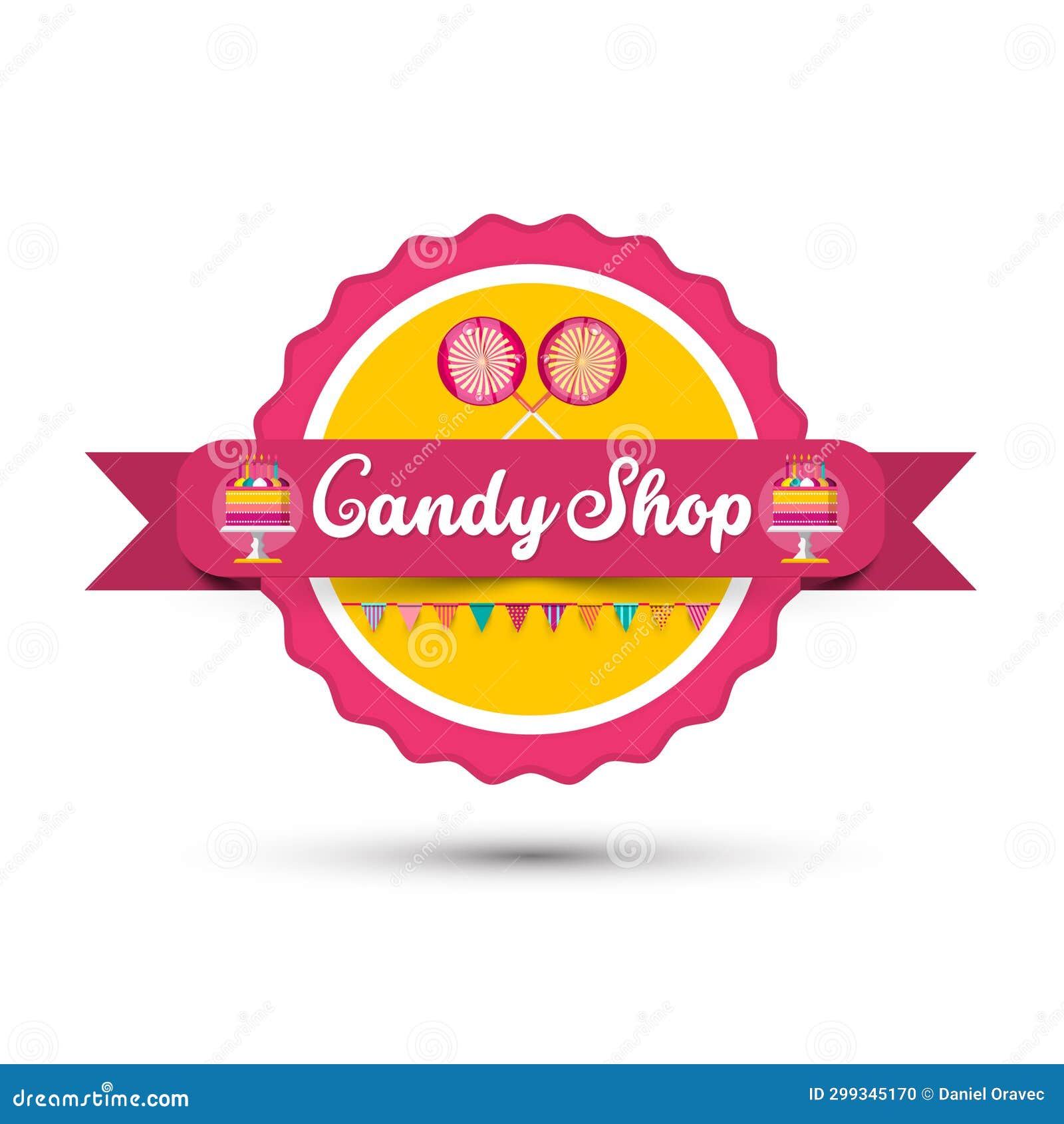Candy Shop Pink Label Isolated on White Background Stock Vector ...