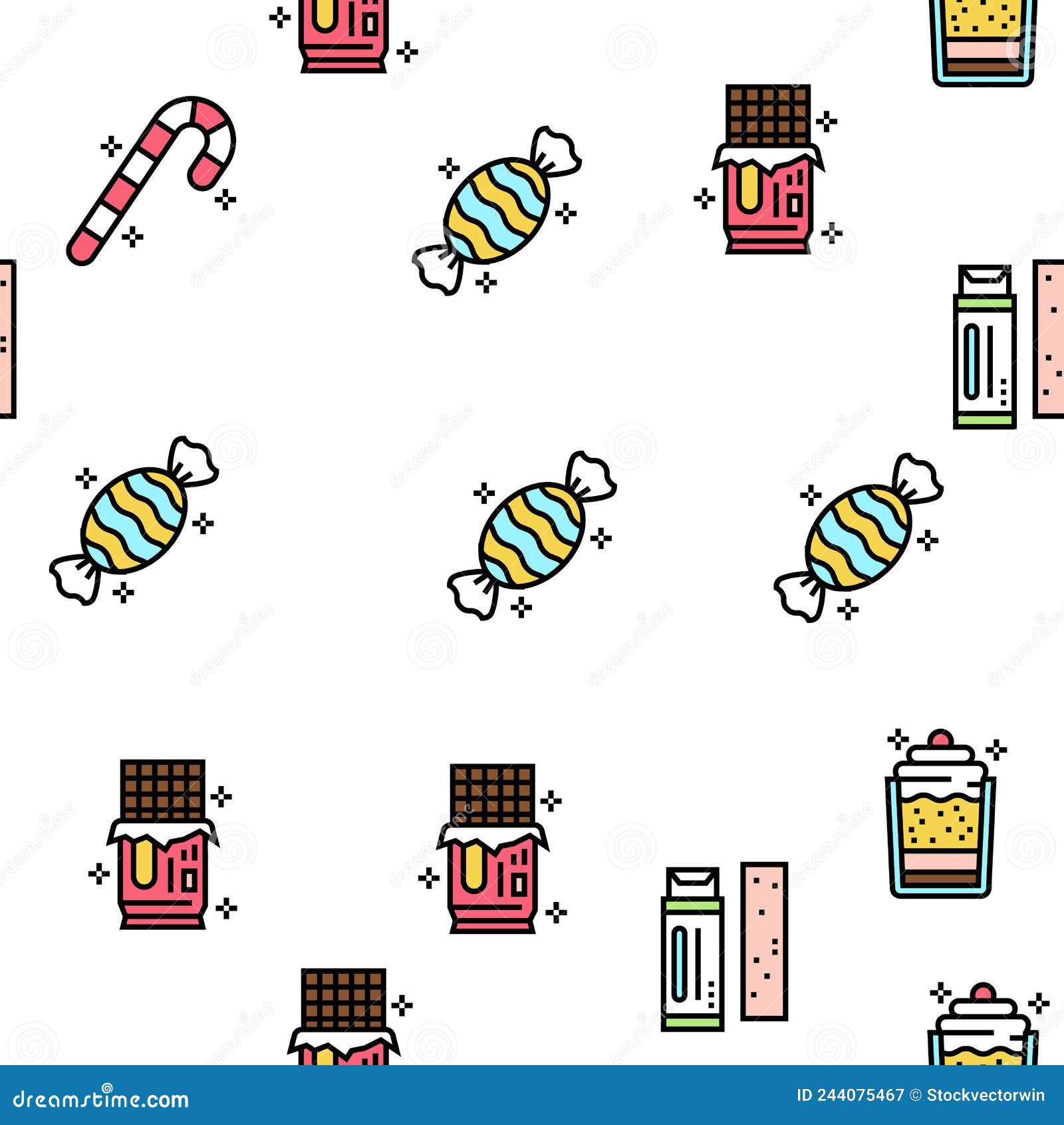 Candy Shop Product Vector Seamless Pattern Stock Vector - Illustration ...