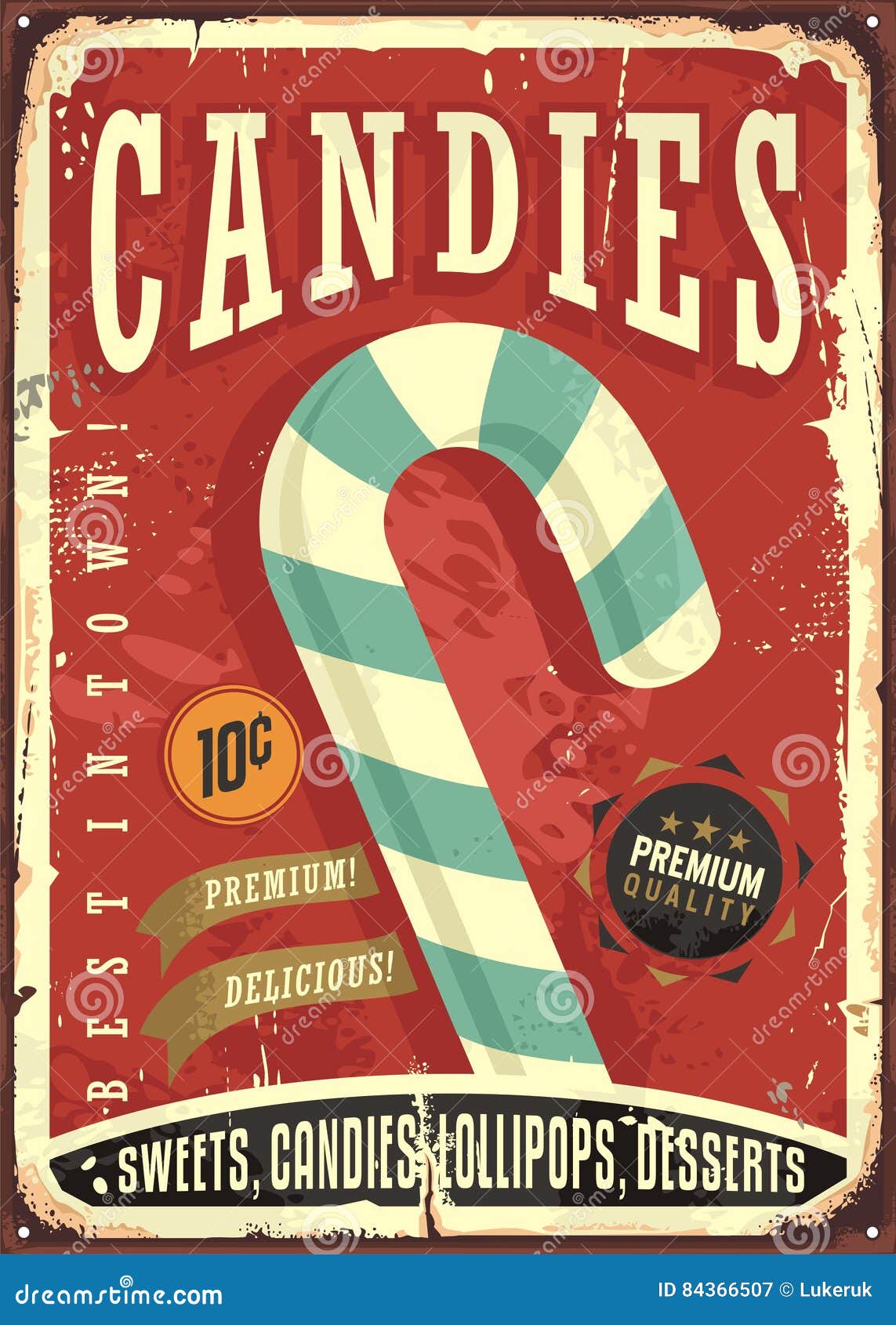 Candy Shop Retro Sign Design Stock Vector - Illustration of frame ...