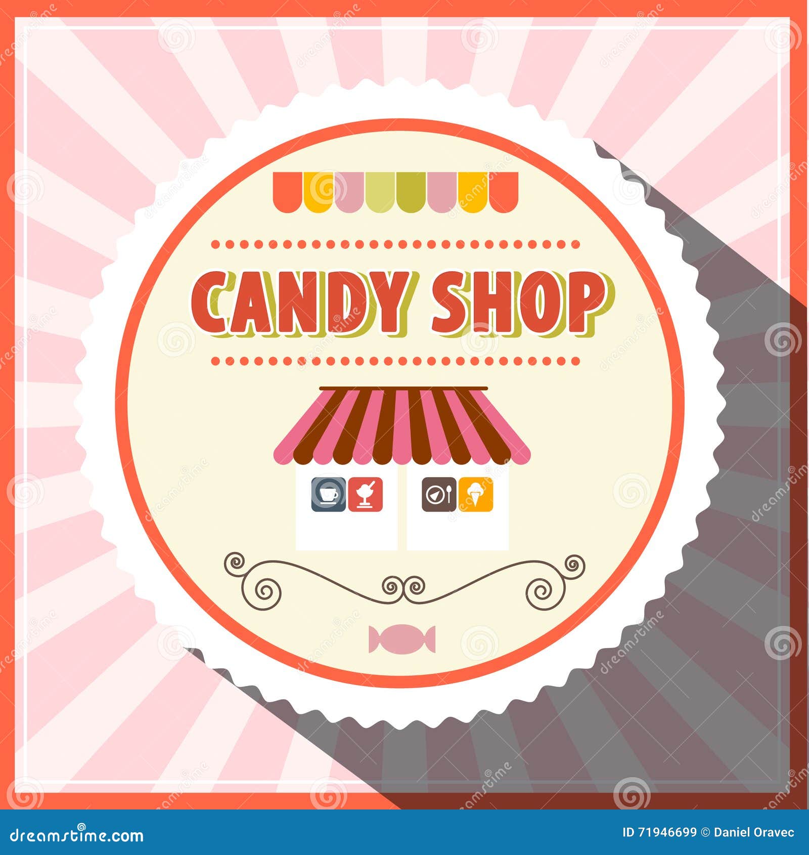 Candy Shop Retro Vector stock vector. Illustration of dessert - 71946699