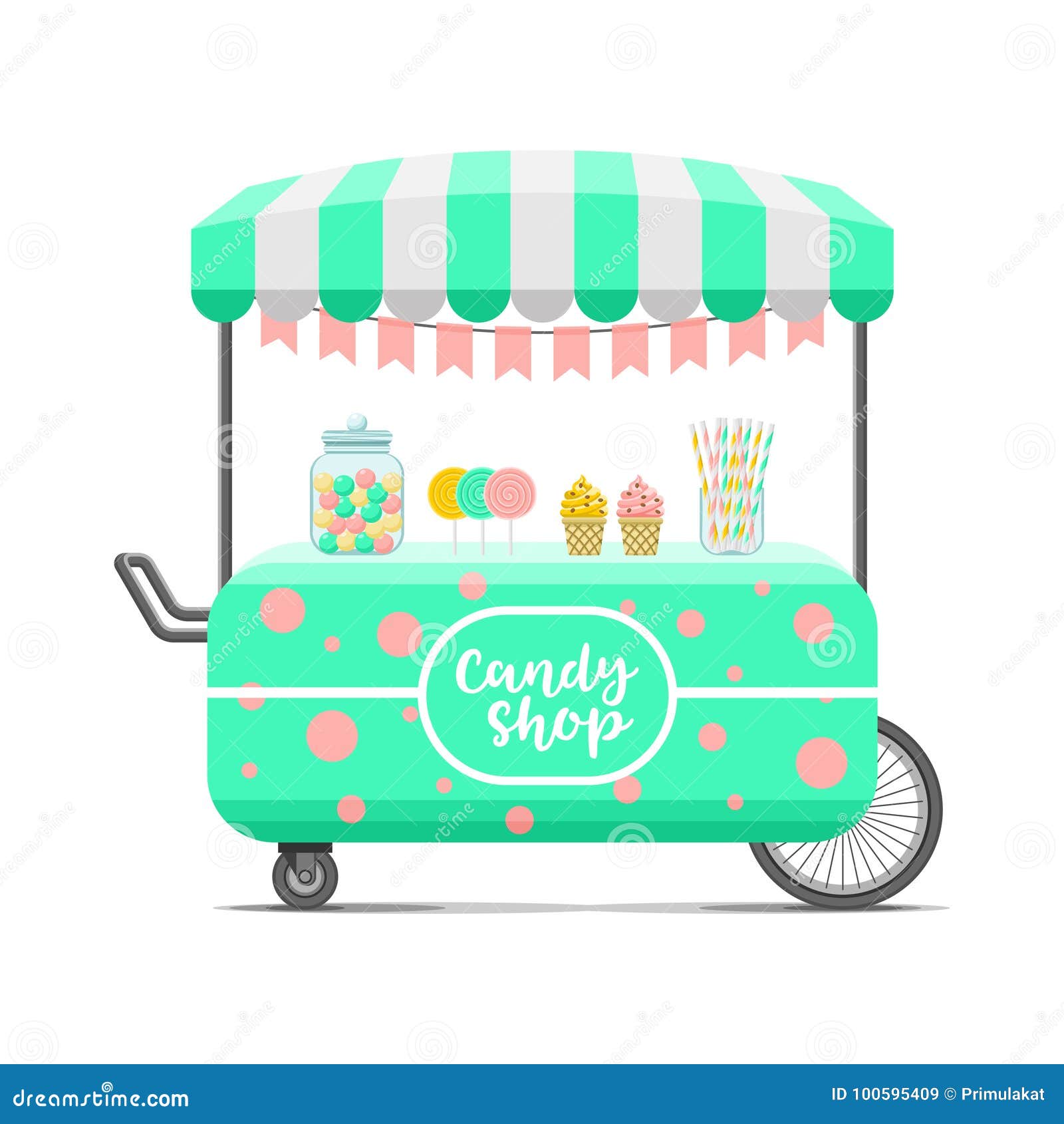 Candy Shop Street Food Cart. Colorful Vector Image Stock Vector ... Candy Shop Street Food Cart. Colorful Vector Image Stock Vector ...