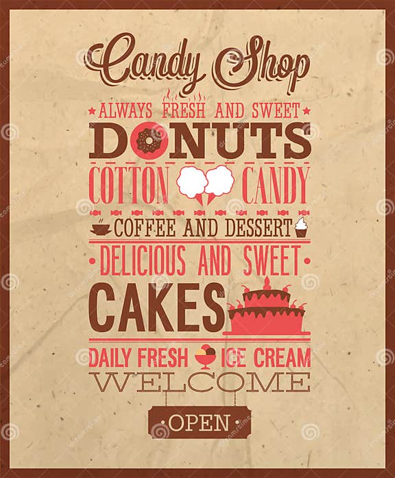 Candy shop text. stock vector. Illustration of fresh - 43766370