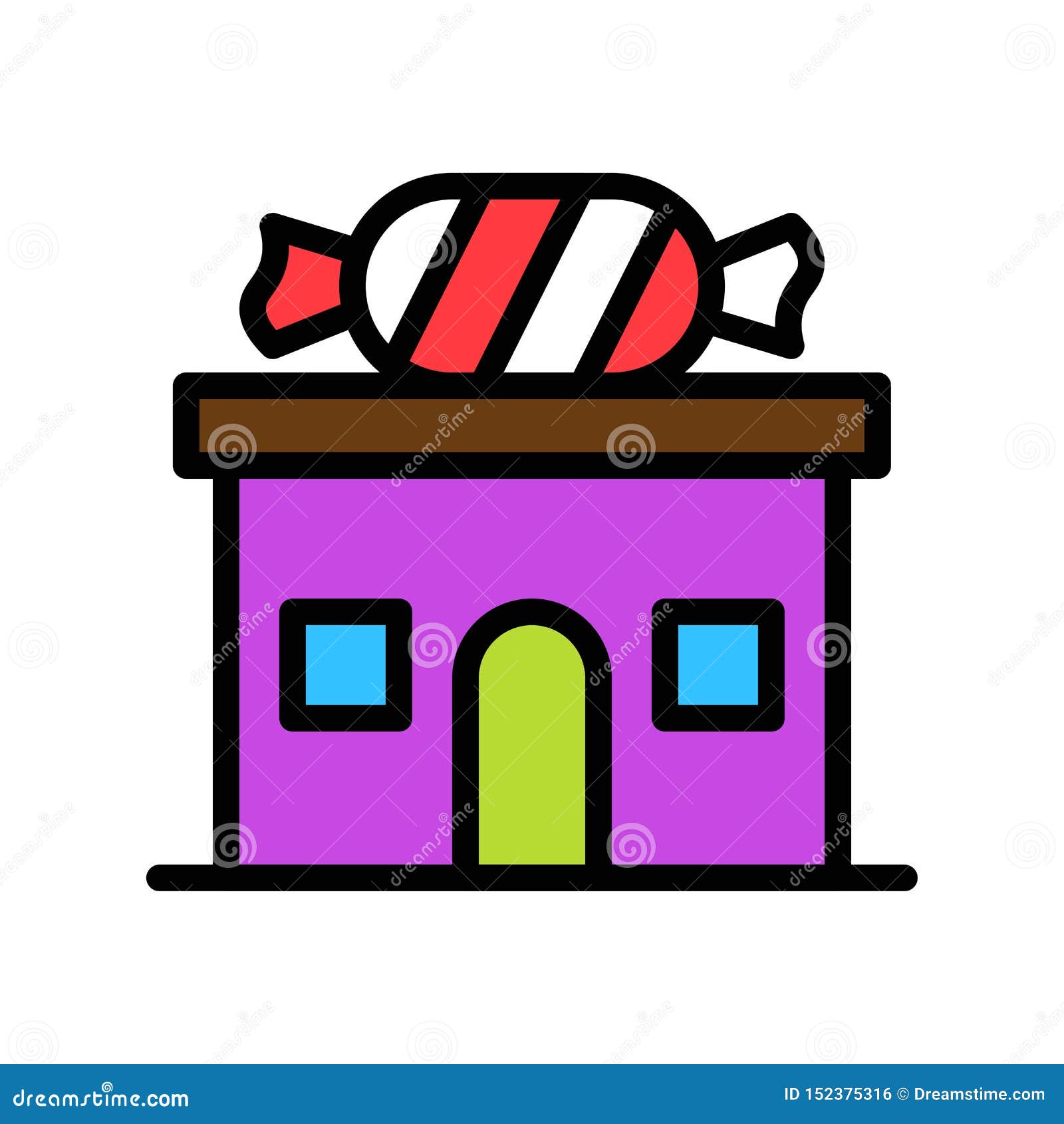 Candy Shop Vector Illustration, Filled Style Icon Editable Outline ...