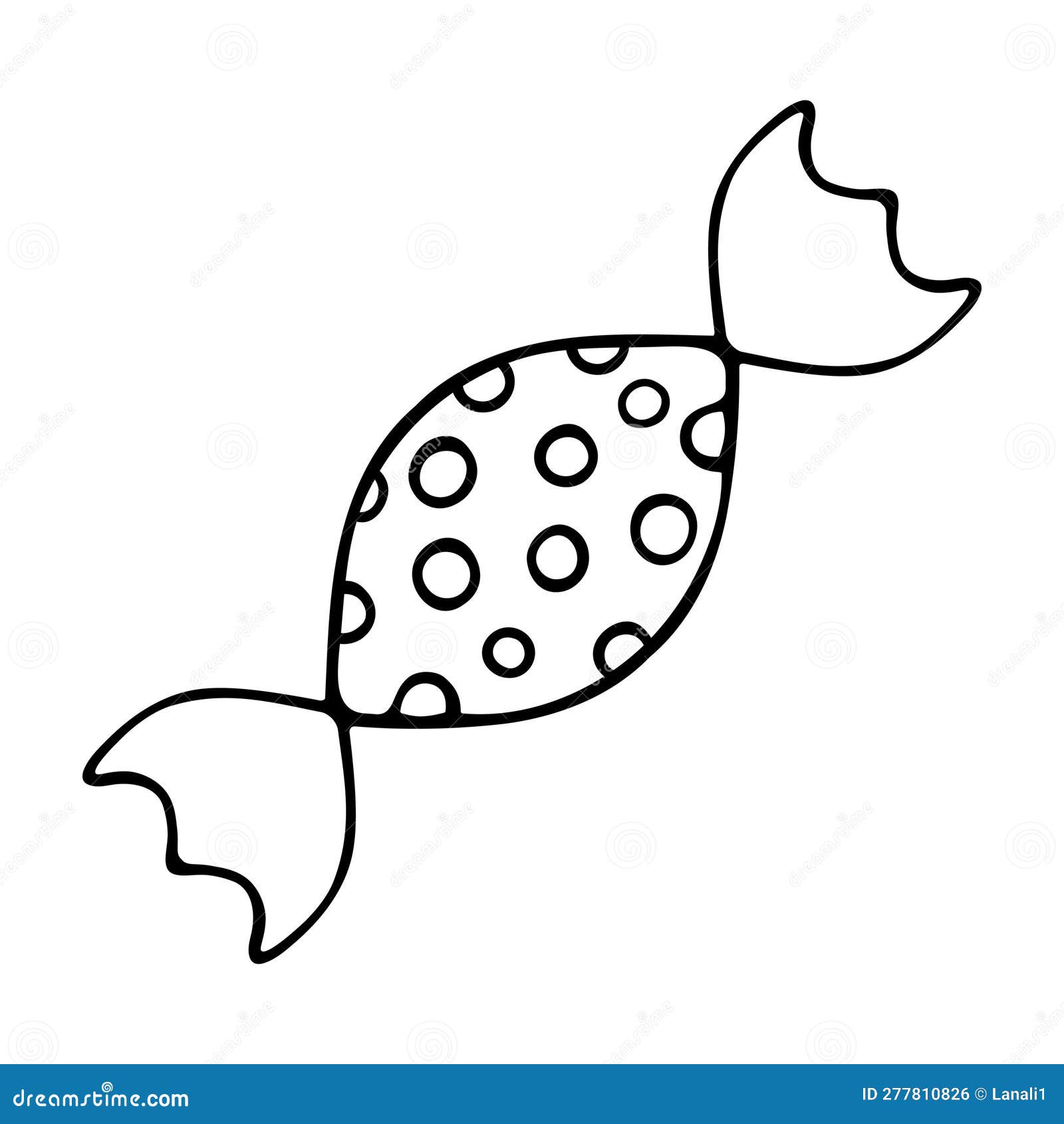 Candy. Sketch. Caramel in a Wrapper with a Pattern of Circles. Doodle ...