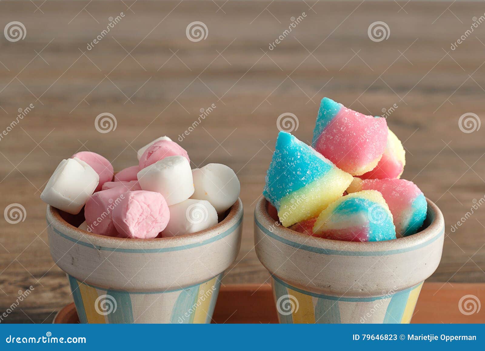 Candy in small containers stock image. Image of blue - 79646823