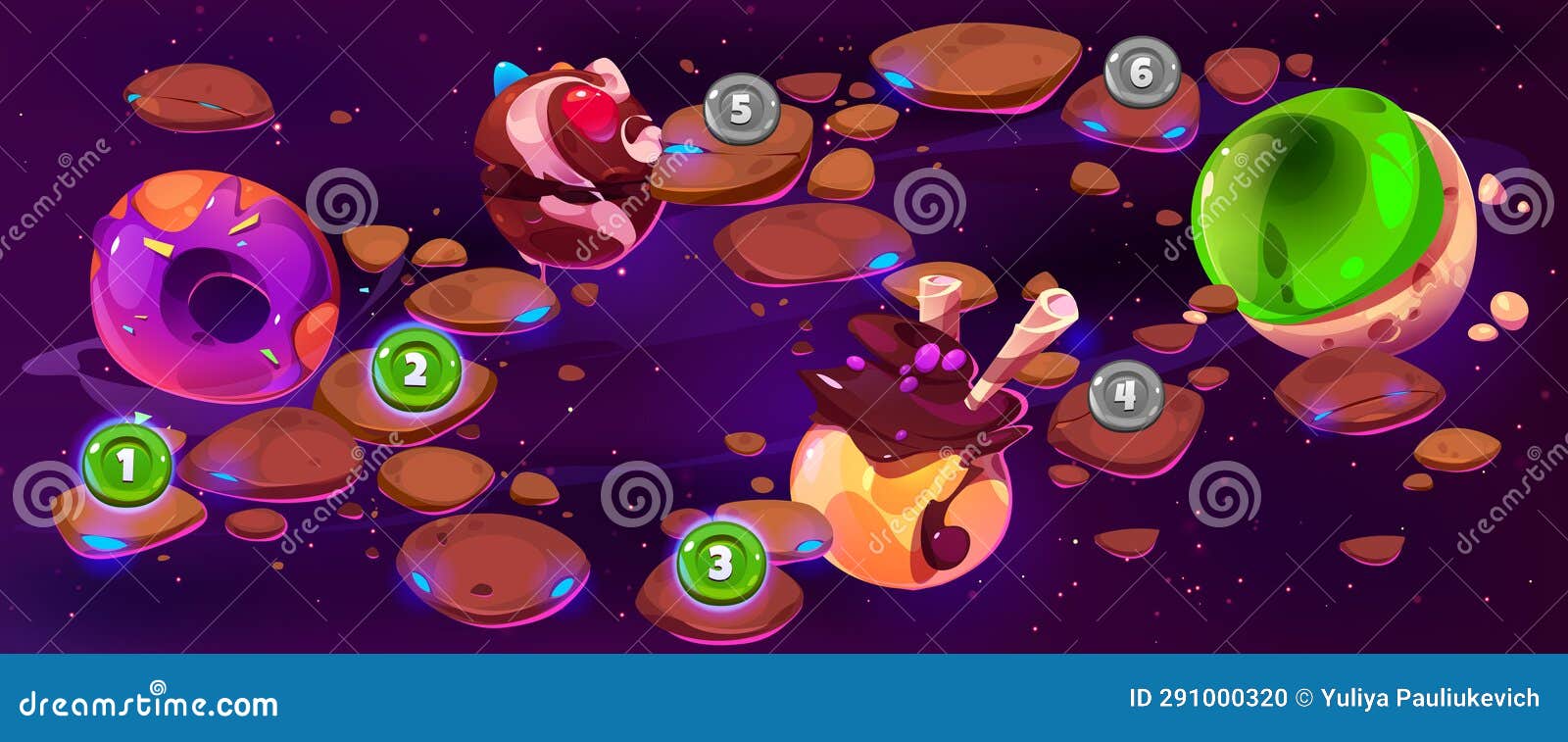 Candy Space Game Level Map Ui Illustration Vector Stock Illustration ...