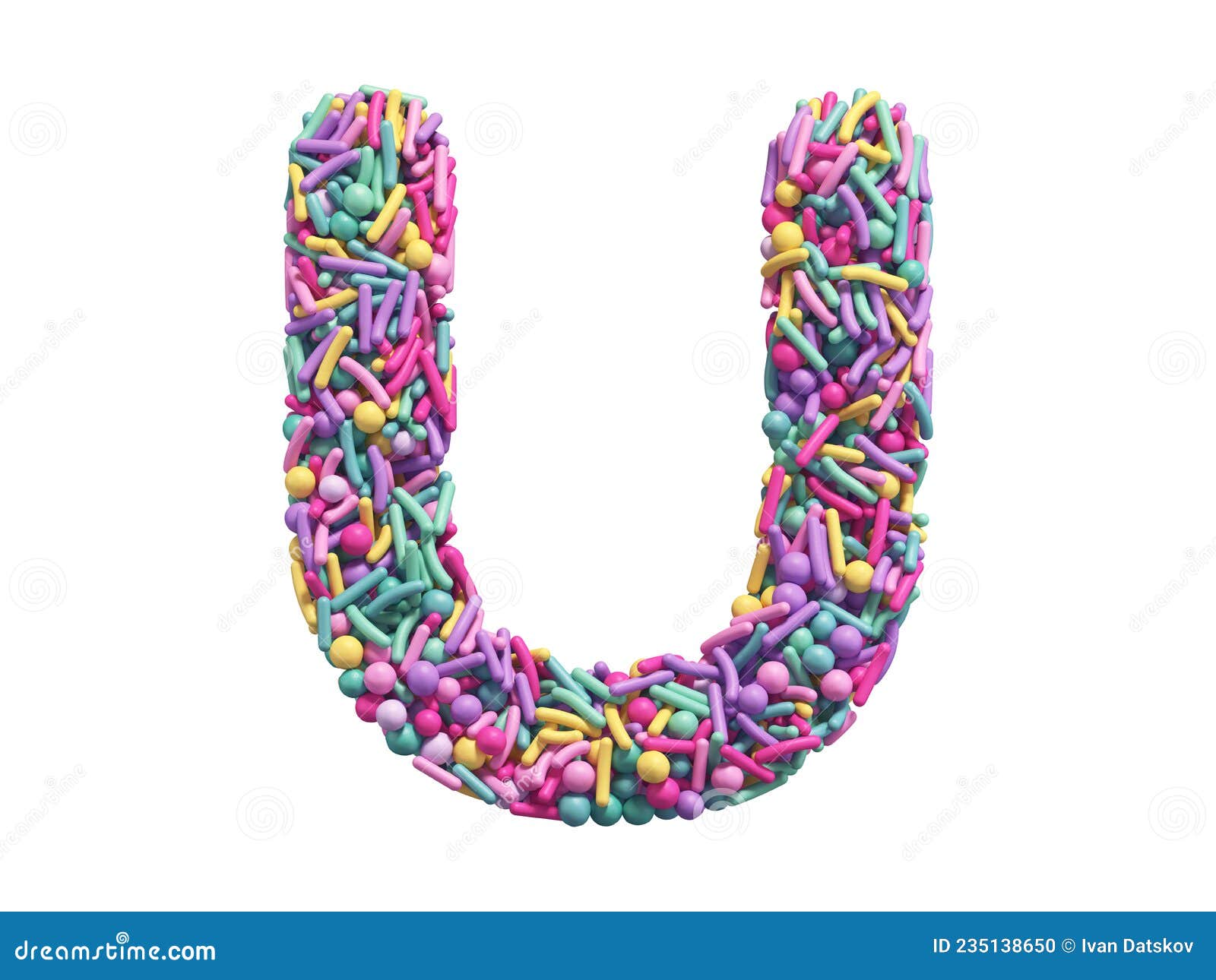 Candy Sprinkles Font. Letter U. Stock Illustration - Illustration of ...