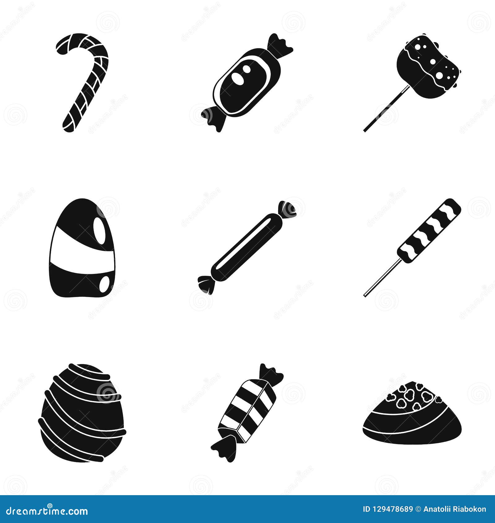 Candy Stick Icon Set, Simple Style Stock Vector - Illustration of lolly ...