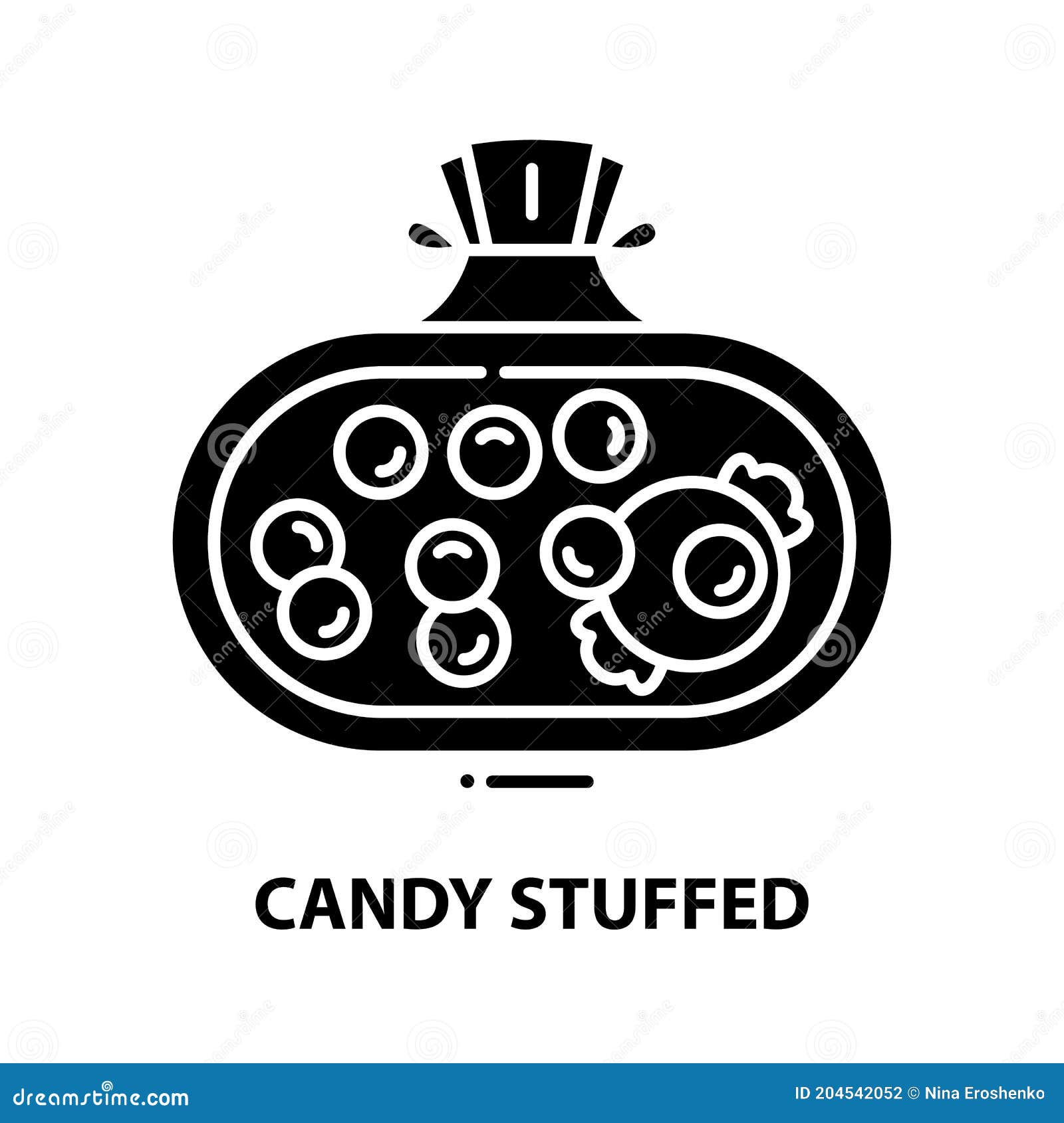 Candy Stuffed Icon, Black Vector Sign with Editable Strokes, Concept ...