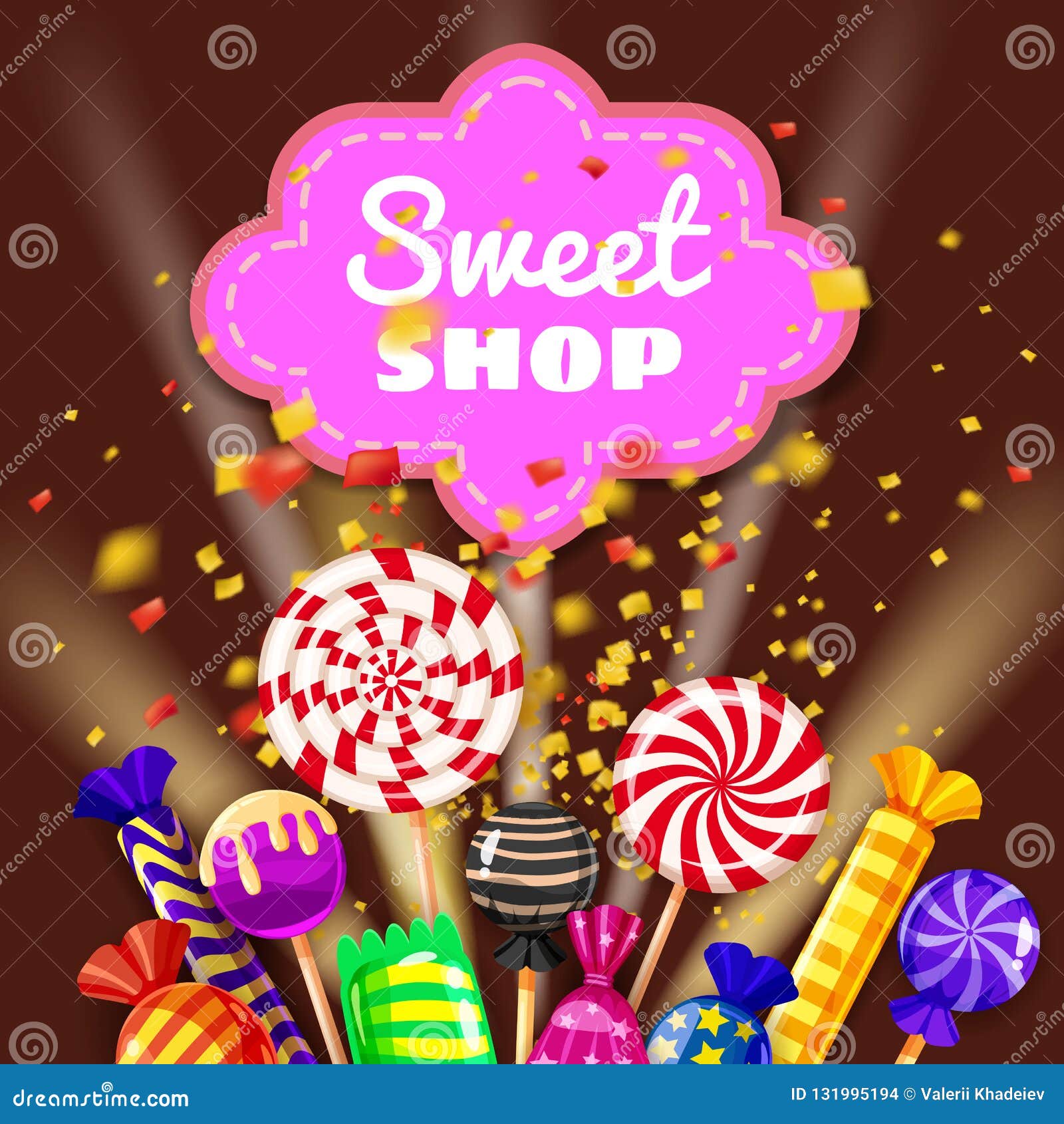 Candy Sweet Shop Background Set of Different Colors of Candy, Candy ...