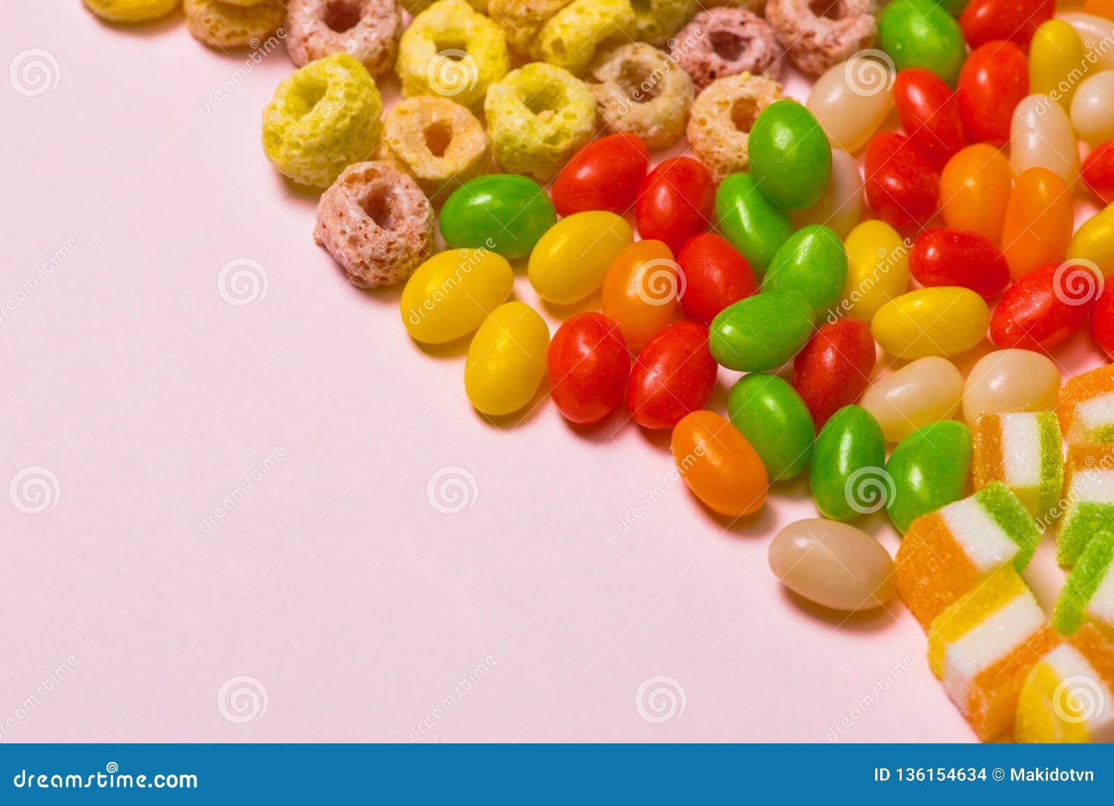 Candy, Sweets, Marshmallow on a Bright Background. Candy Pattern Stock ...