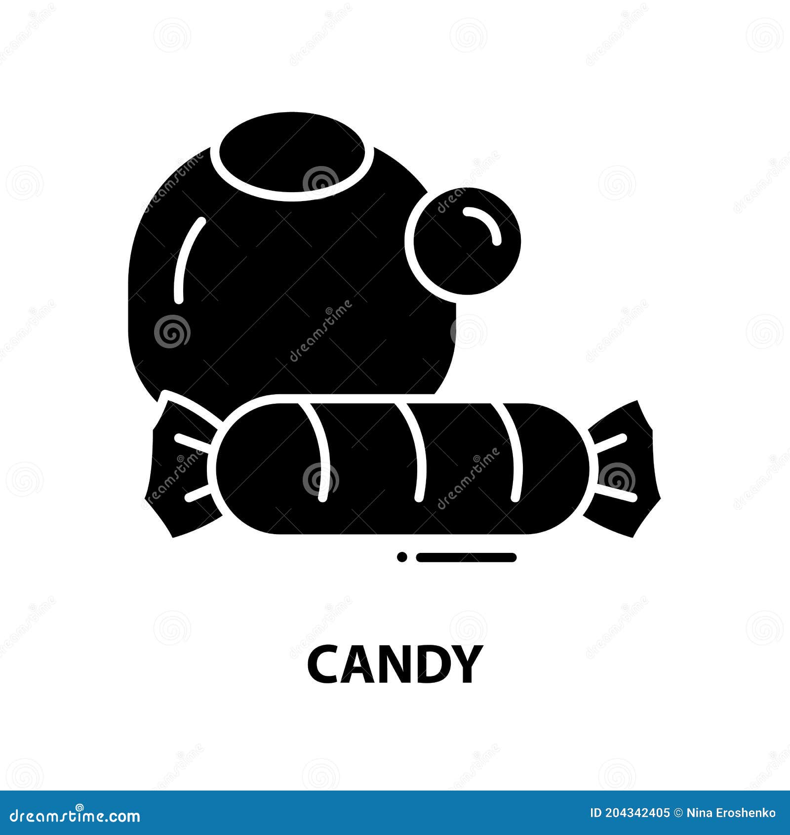 Candy Symbol Icon, Black Vector Sign with Editable Strokes, Concept ...