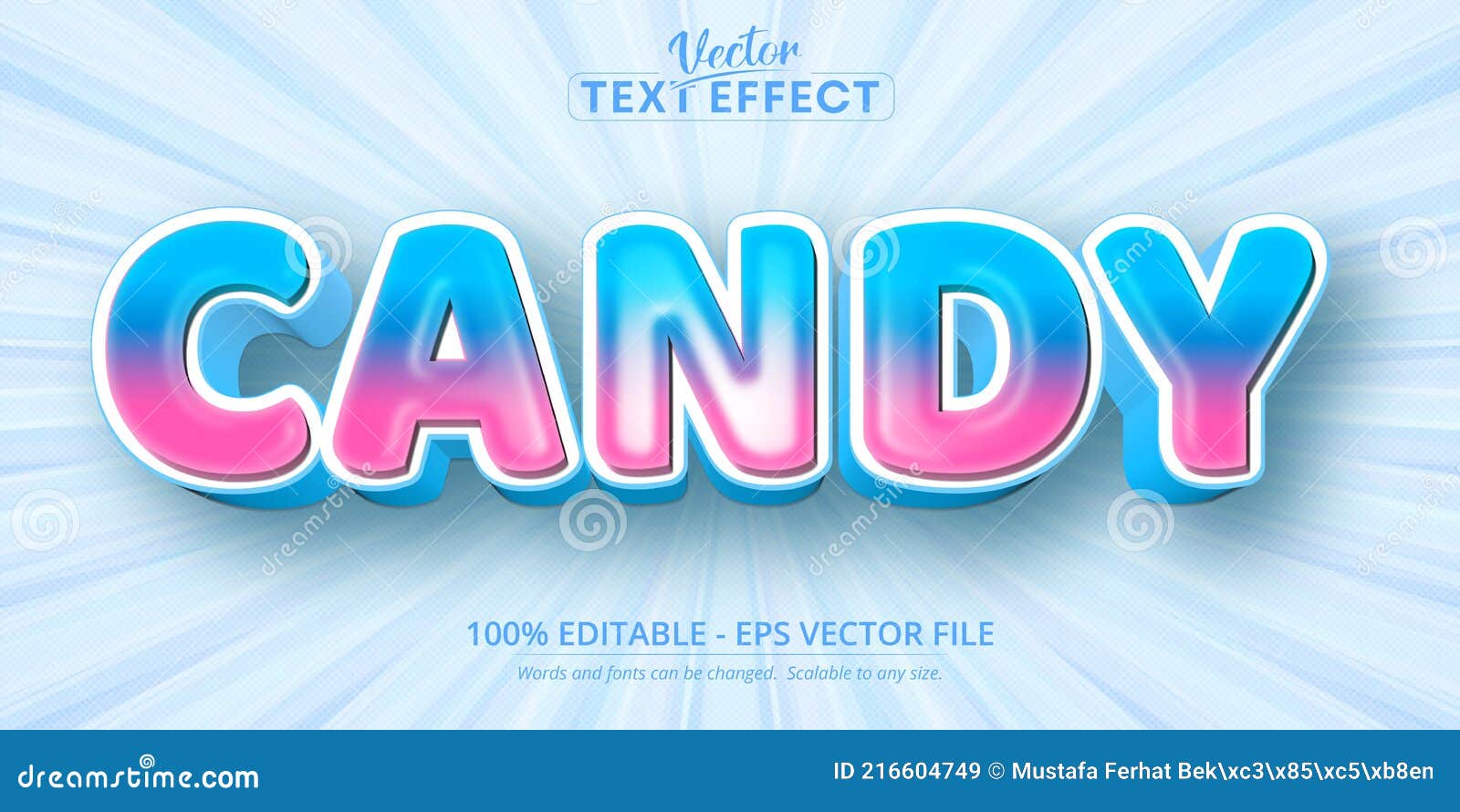 Candy Text, Cartoon Style Editable Text Effect Stock Vector ...