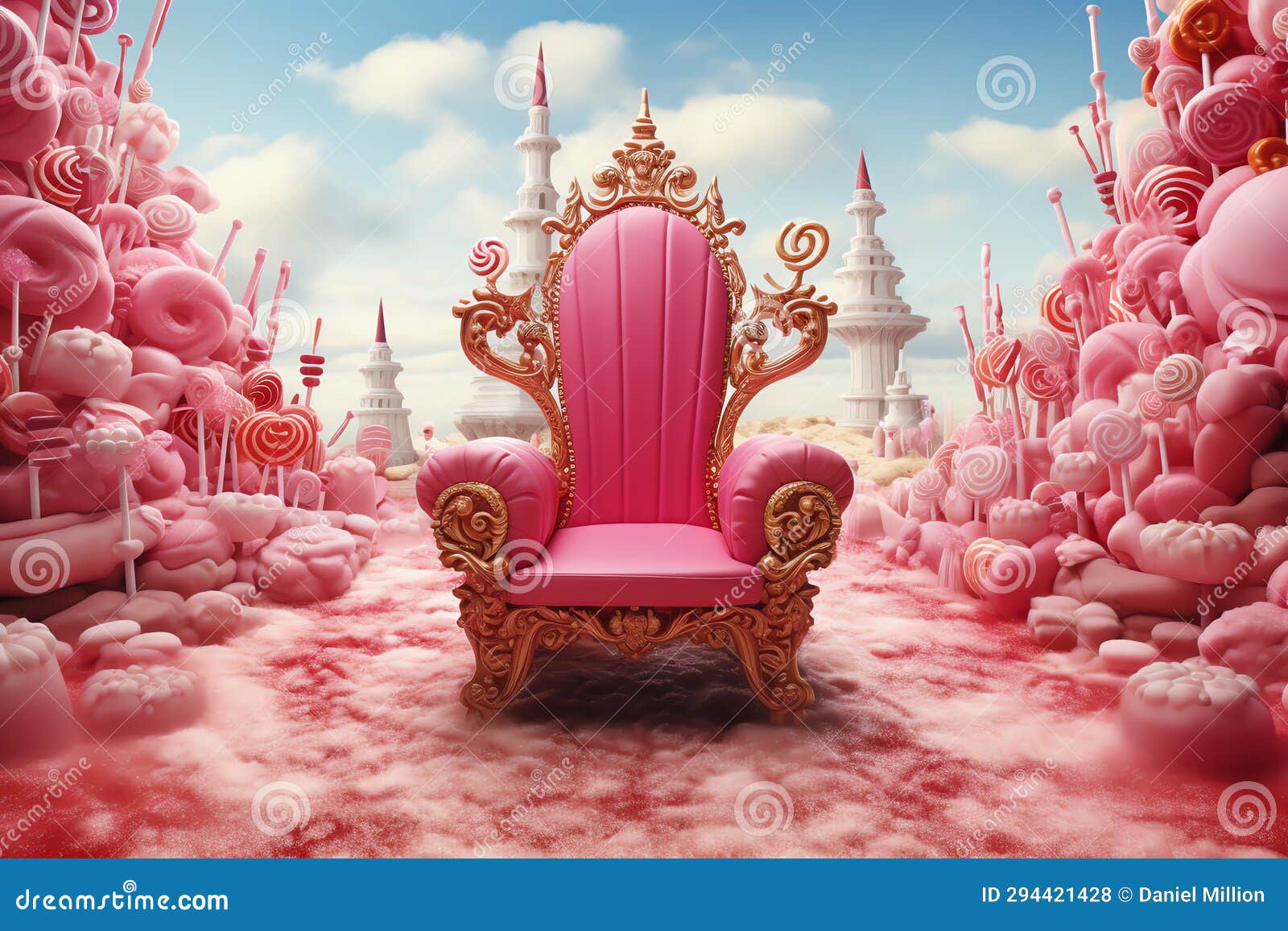 Candy Throne Beautiful Candyland Sweets Fairytale Background Stock ...