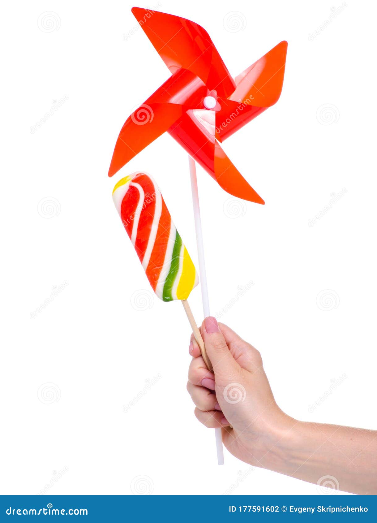 Candy and Toy Windmill in Hand Stock Photo - Image of candy, card ...