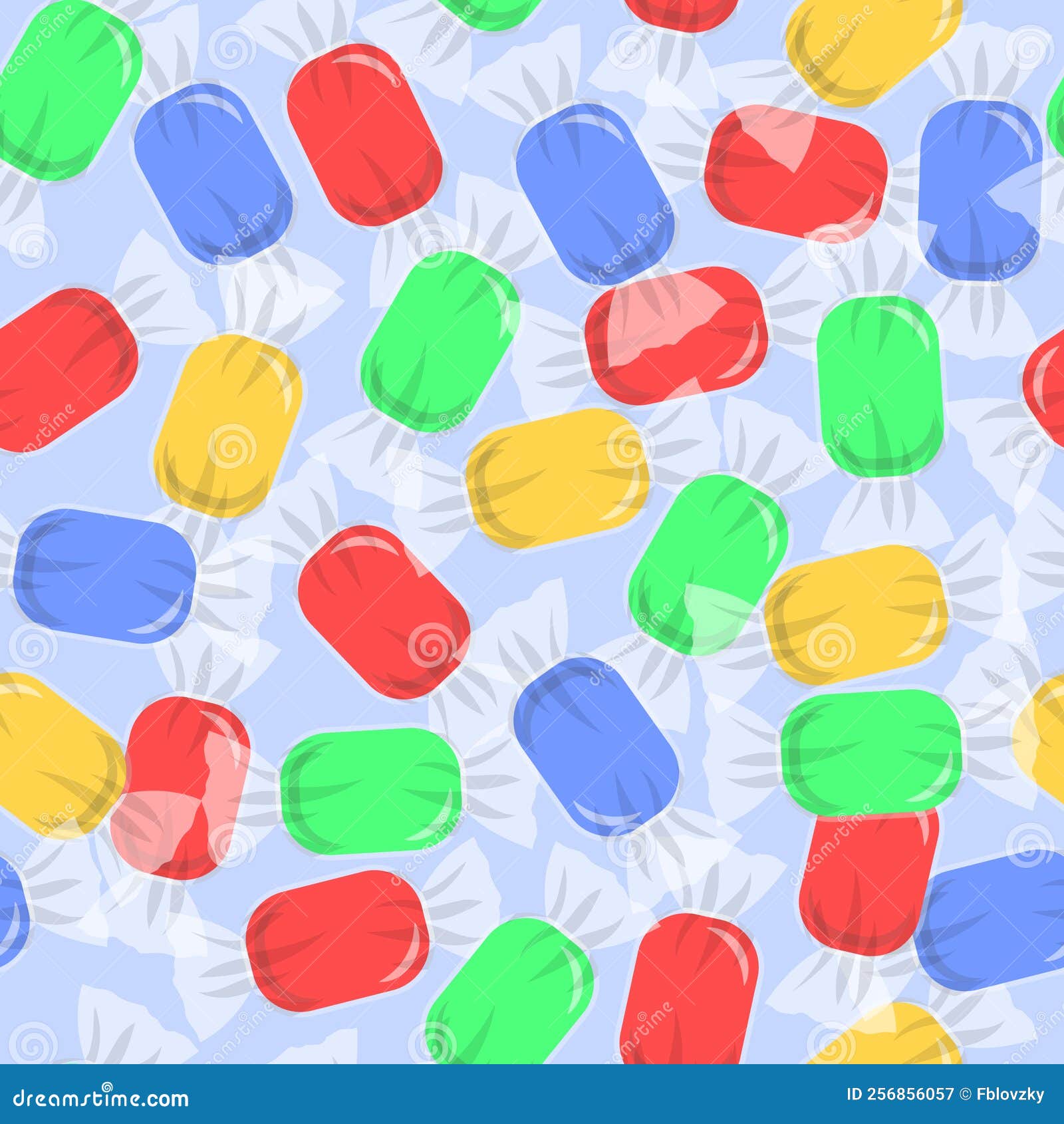 Candy in Transparent Candy Wrappers Seamless Pattern Stock Vector ...