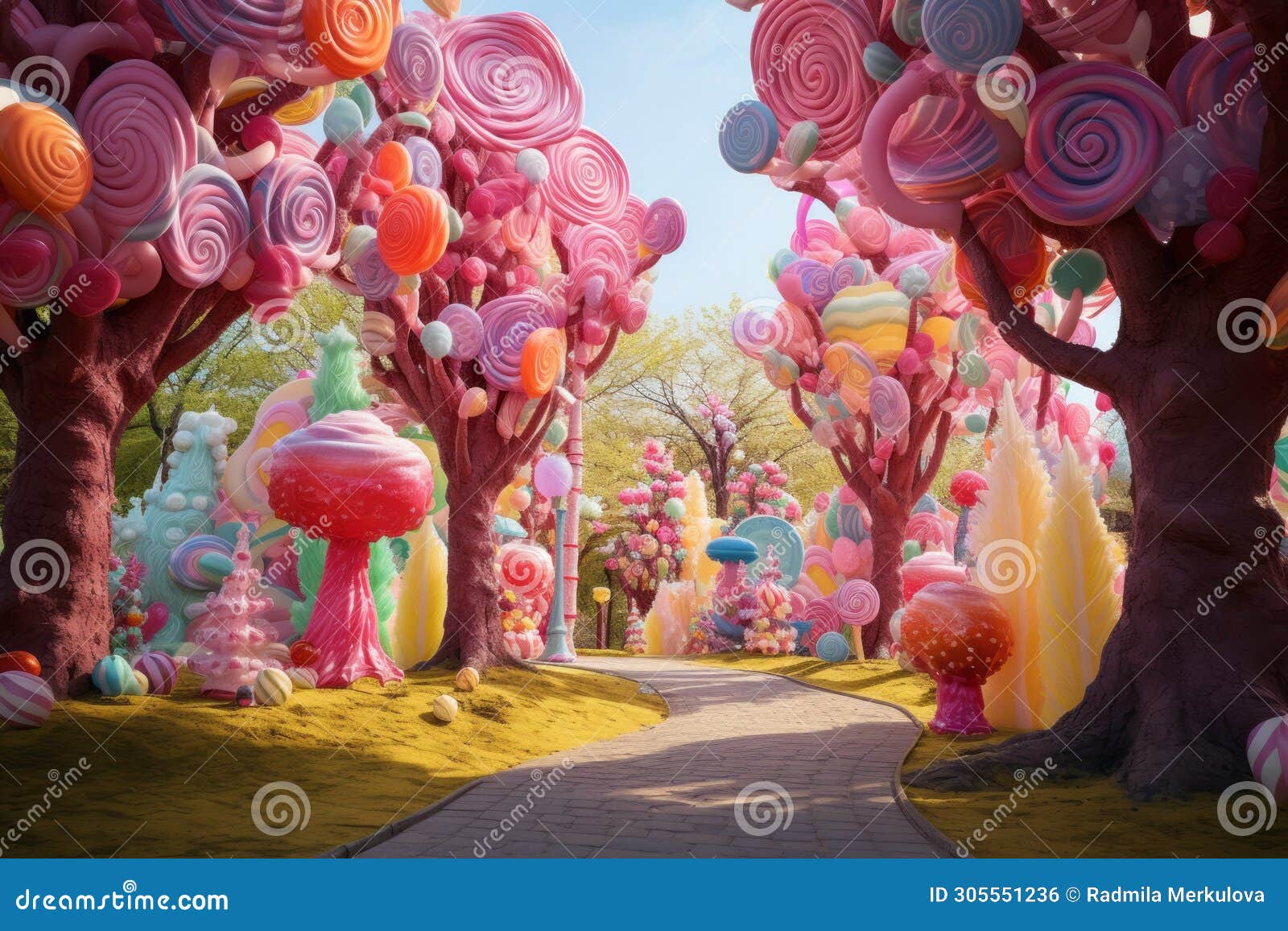 Candy Trees in a Sweet Park, a Sweet Park with Lollipops Stock Photo ...