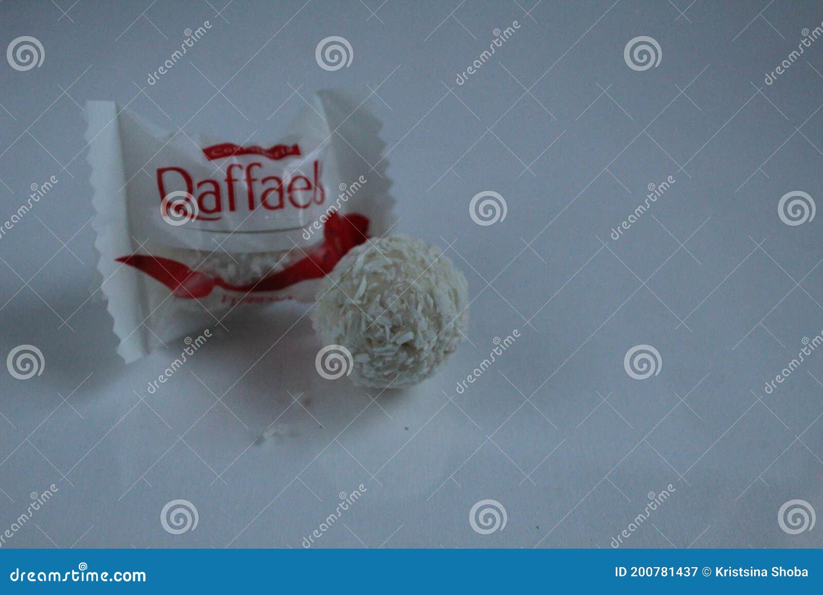 Candy White and Raffaello Lie Together Side by Side on a White Light ...