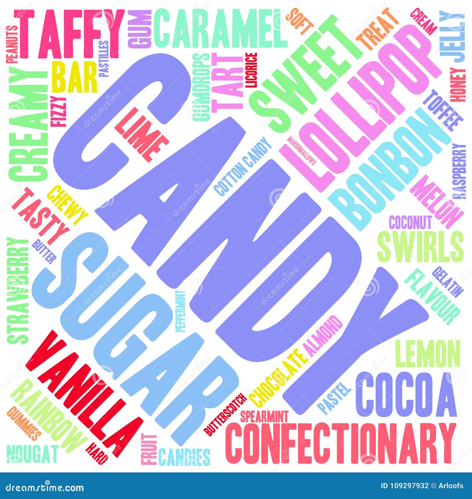 Candy Word Cloud stock vector. Illustration of nougat - 109297932