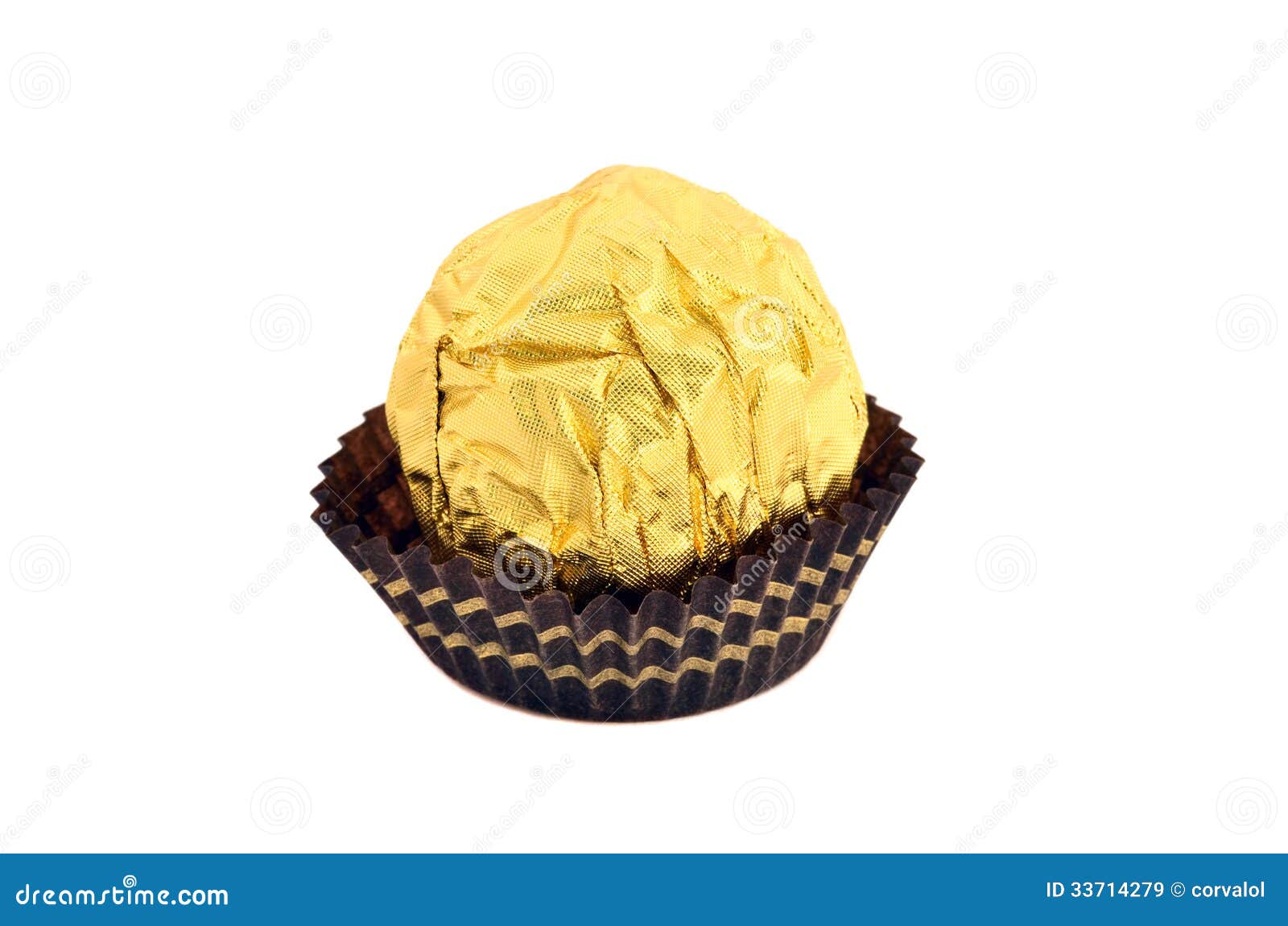 Candy Wrapped in Gold Foil Isolated Stock Image - Image of cocoa ...