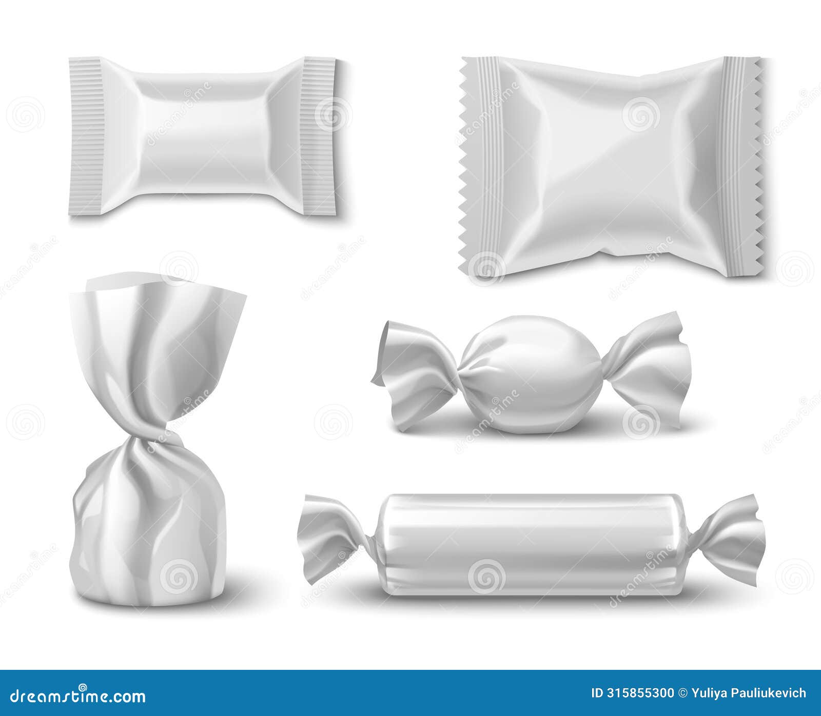 Candy Wrapper Set Isolated On White Background Vector Illustration ...