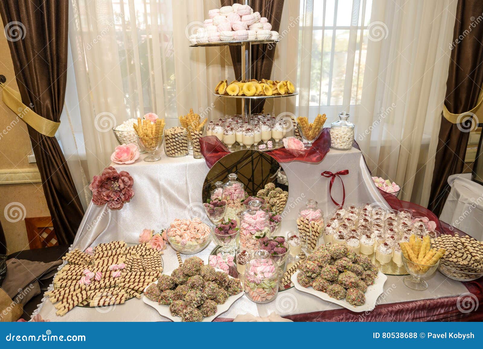 Candybar table restaurant stock photo. Image of birthday - 80538688