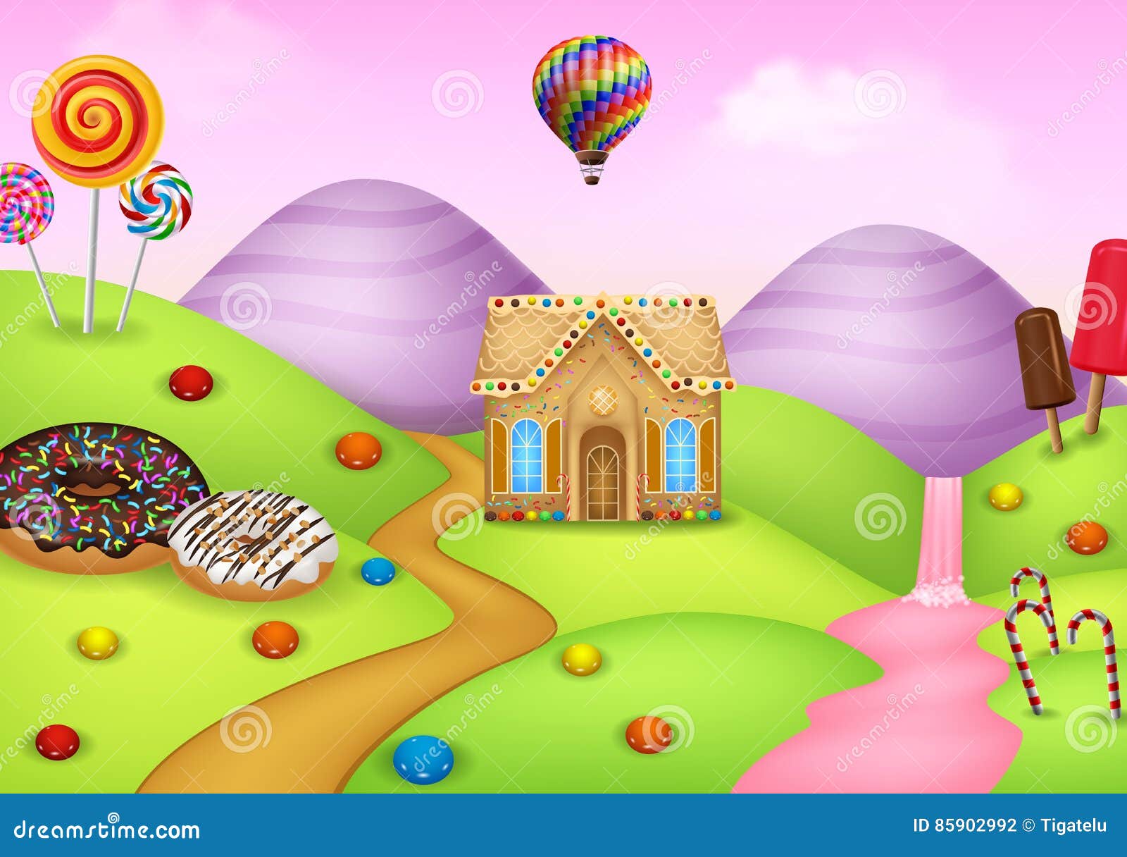 Candyland with Gingerbread House Stock Vector - Illustration of ...