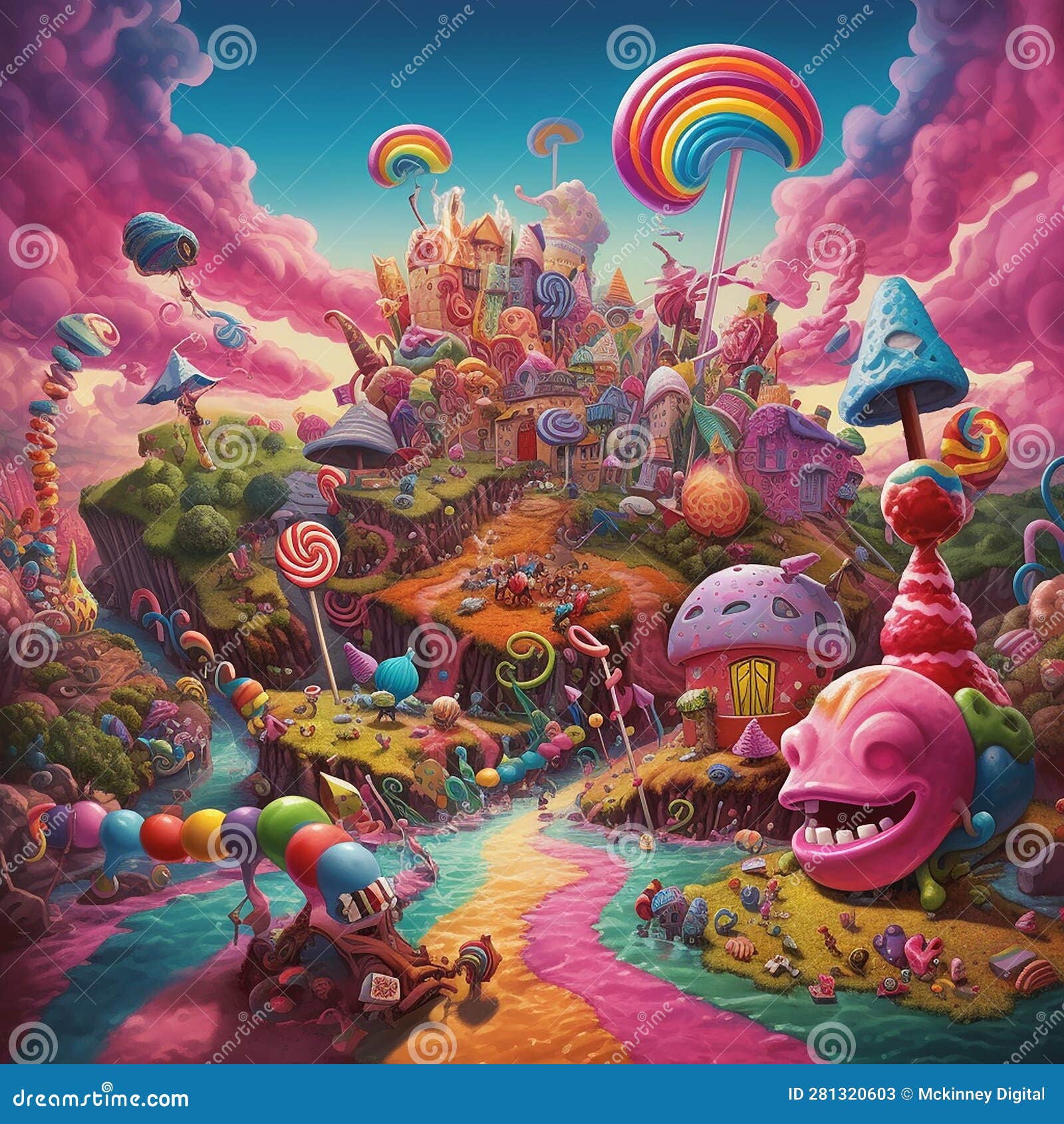 Weirdcore Candyland Spook Scene. Created Using Ai Generative. Royalty ...