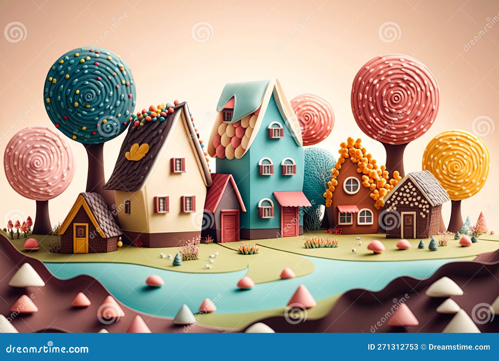 Candyland Town Made of Chocolate and Candy. Easter Concept Stock ...