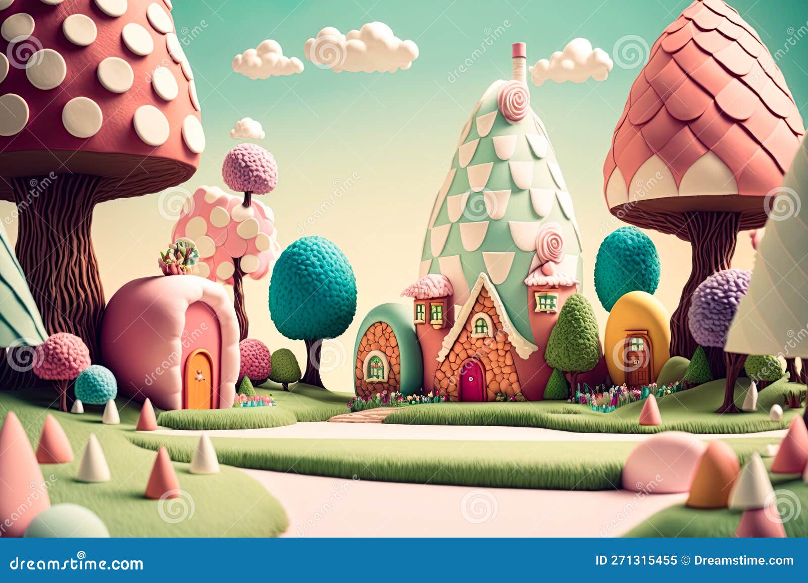 Candyland Town Made of Chocolate and Candy. Easter Concept Stock ...