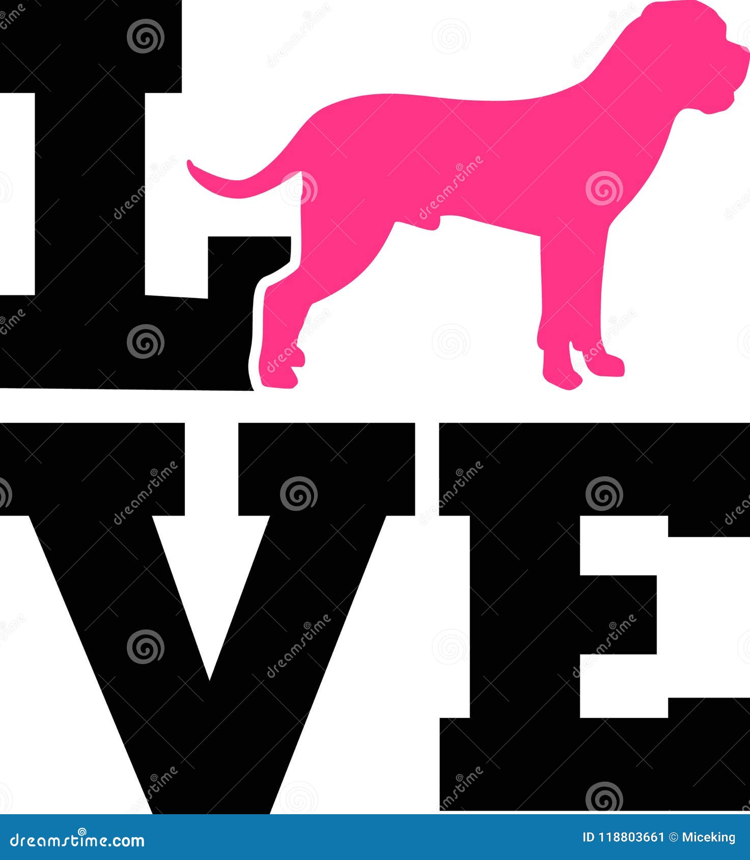 Cane Corso Love Word with Silhouette Stock Vector - Illustration of ...