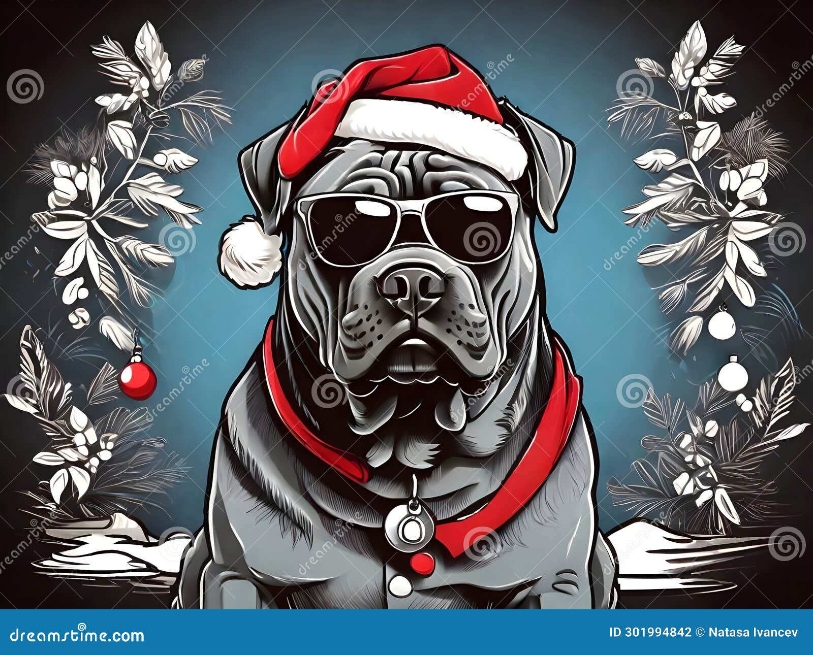 Cane Corso Wearing Christmas Hat. Happy New Year and Christmas Stock ...