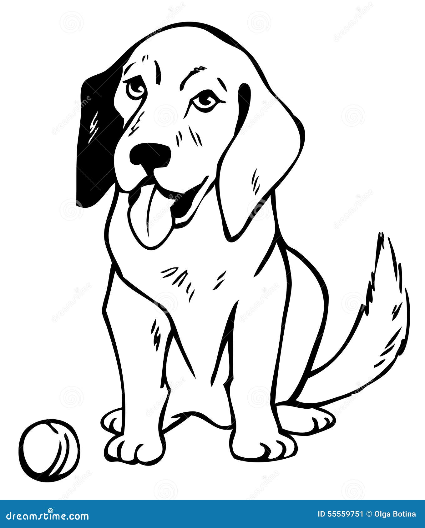 Cane Del Disegno Con La Palla Illustrazione Vettoriale - Illustrazione ...