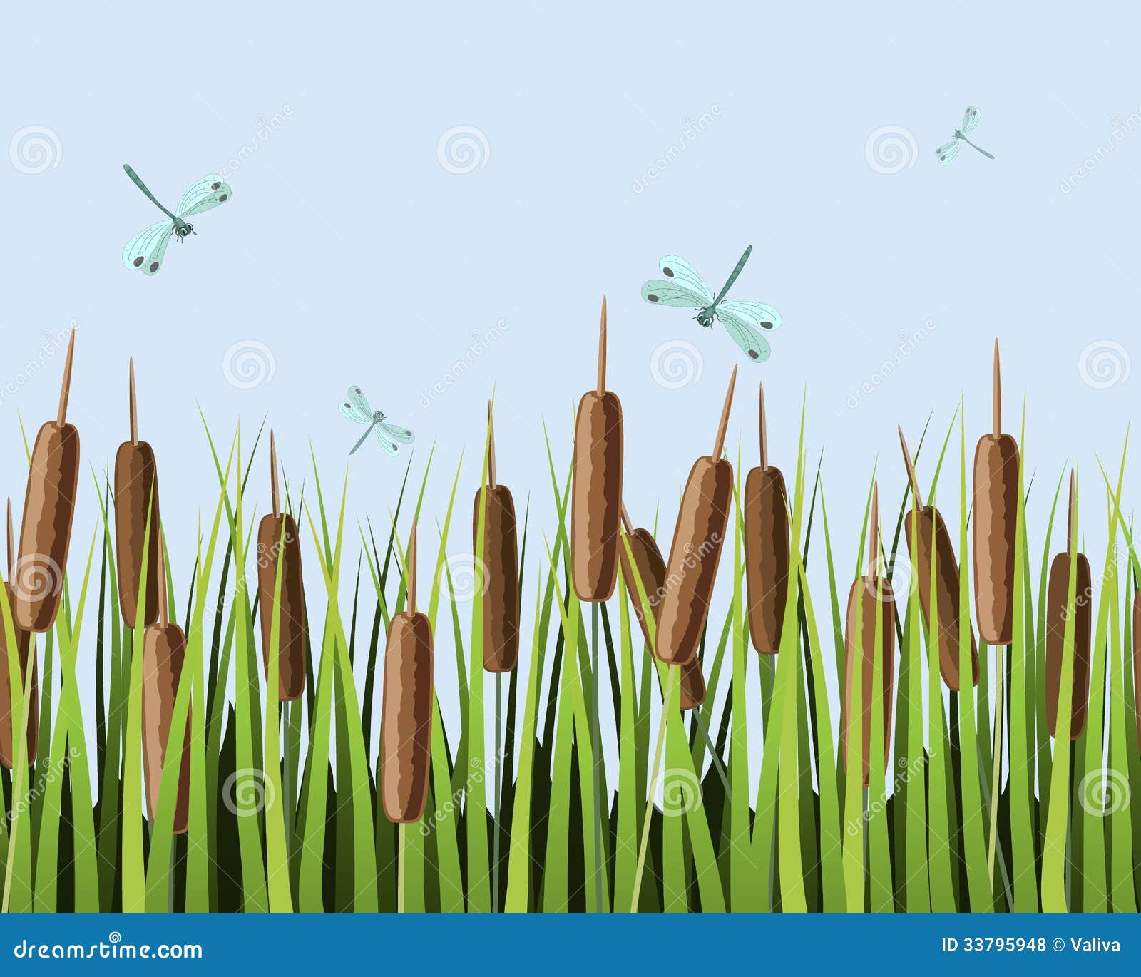 Dragonflies And Reeds Cartoon Vector | CartoonDealer.com #39802709
