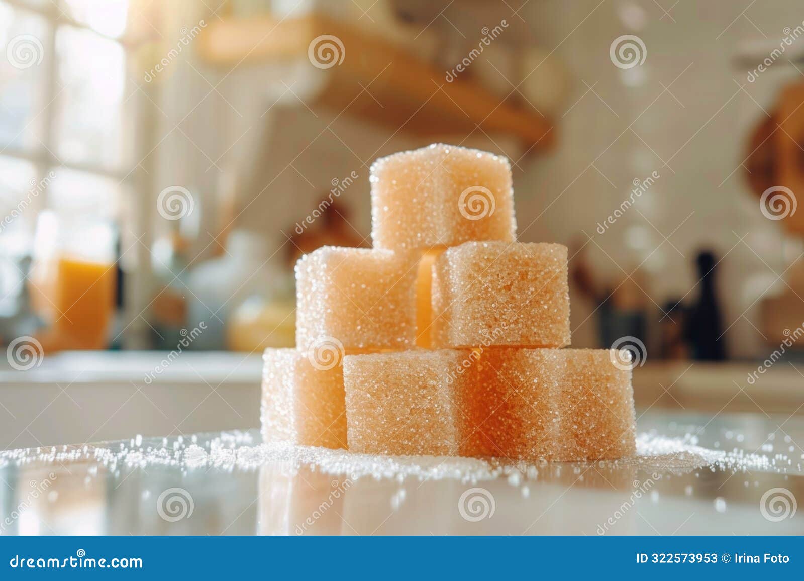 Cane Sugar Cubes Stacked in a Pyramid on Kitchen Table Stock Image ...
