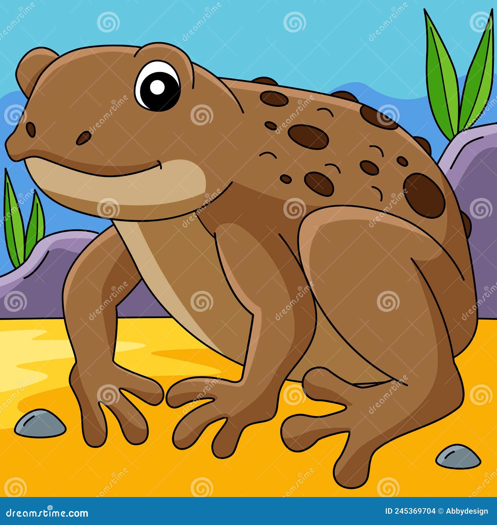 Cane Toad Frog Animal Coloring Page For Kids Cartoon Vector ...