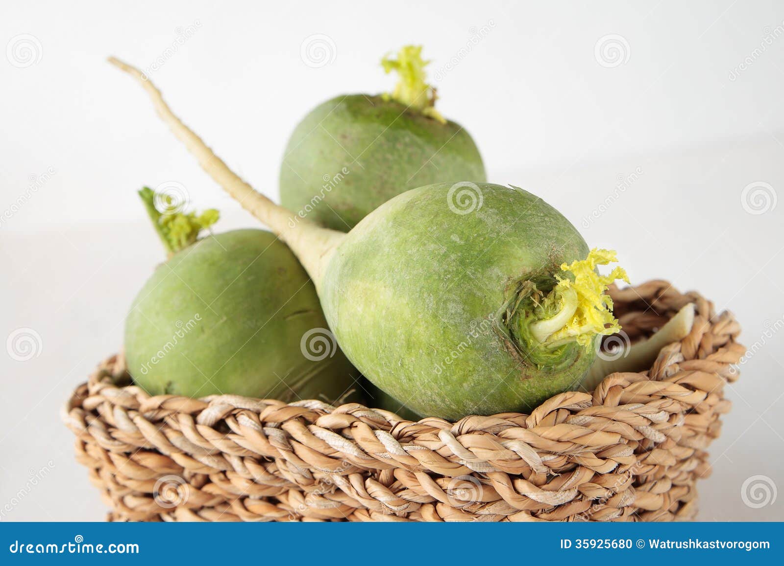 Canestro Della Radice Verde Del Ravanello Fotografia Stock - Immagine ...