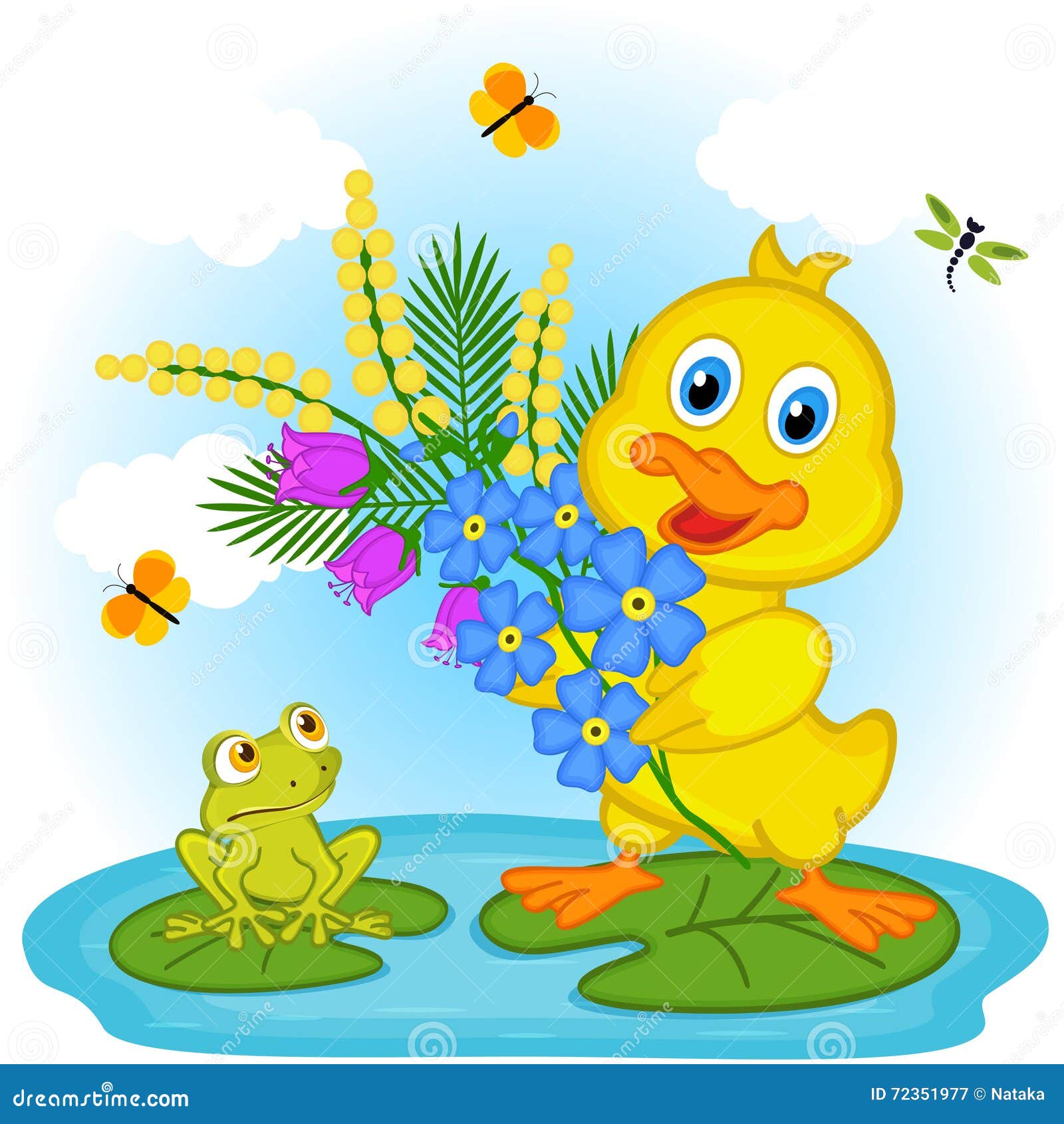 Caneton avec des fleurs illustration de vecteur. Illustration du ...