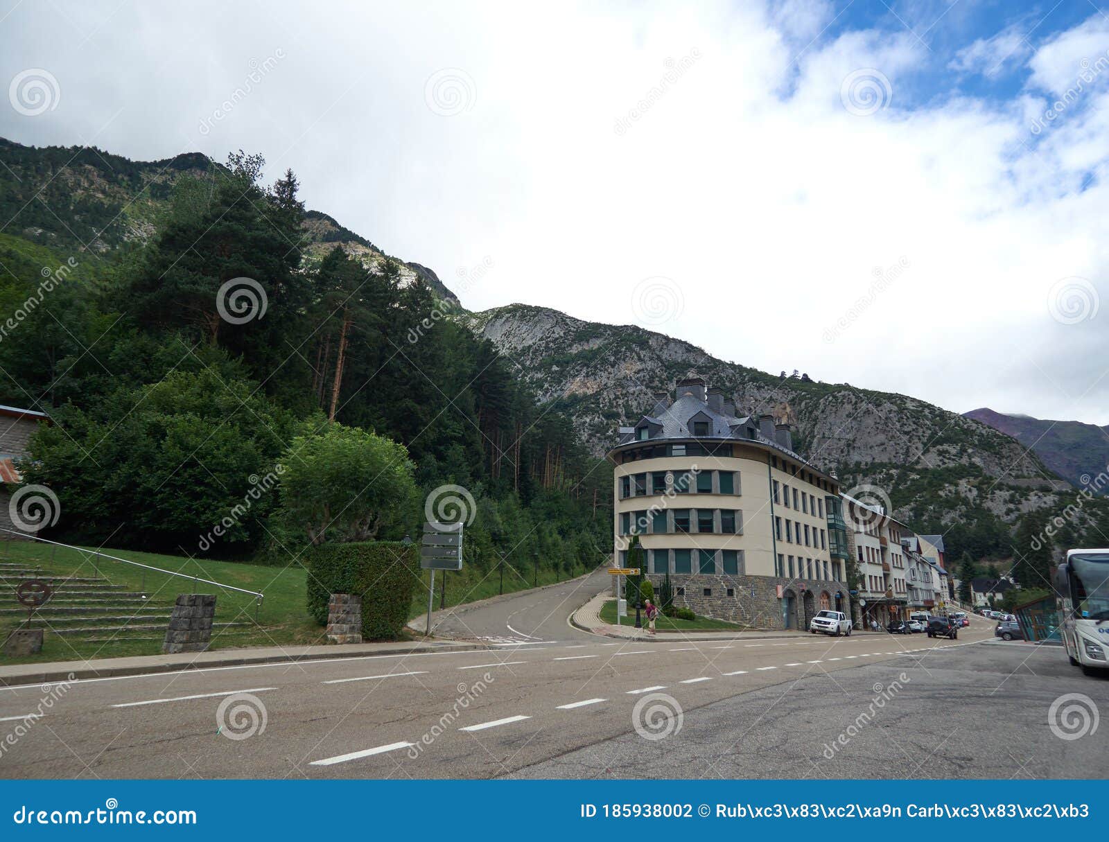 Canfranc Village Near a Forest Stock Photo - Image of peak, meadow ...
