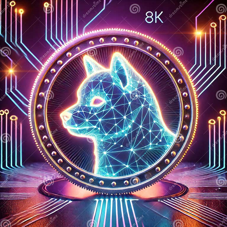 Shib Shiba Inu Cryptocurrency Token Coin Canine Close-Up with Tech ...