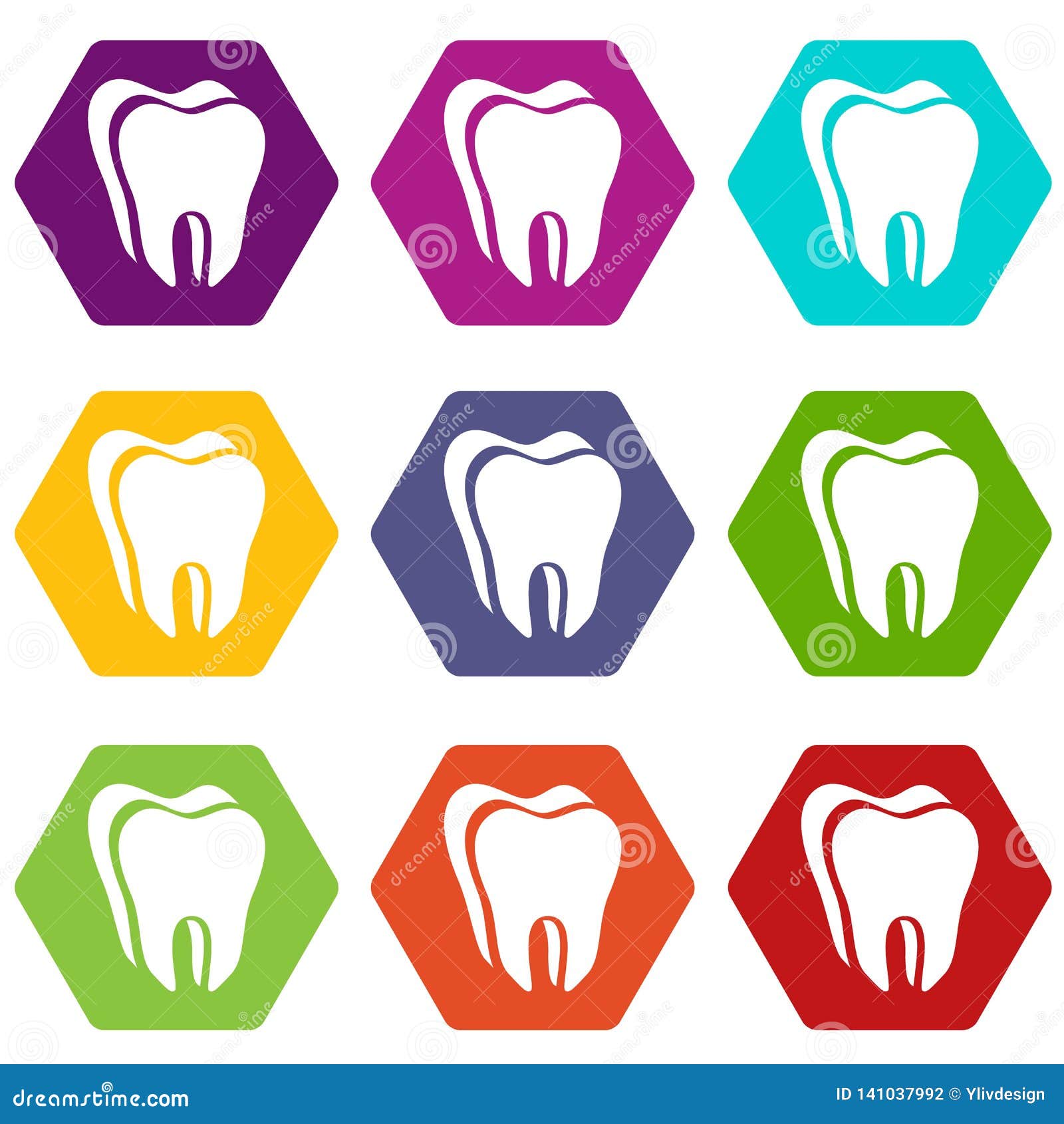 Canine Tooth Icons Set 9 Vector Stock Vector - Illustration of clean ...