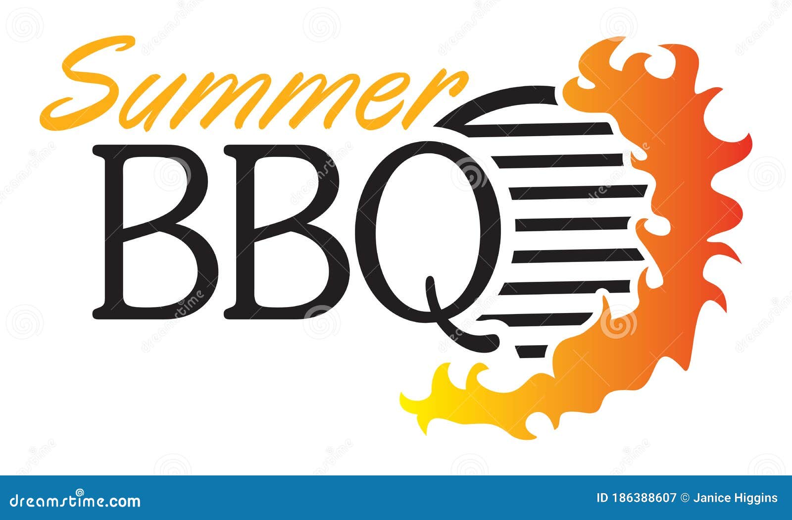 Summer BBQ Grill with Flames Bursting Out of the Side Stock Image ...