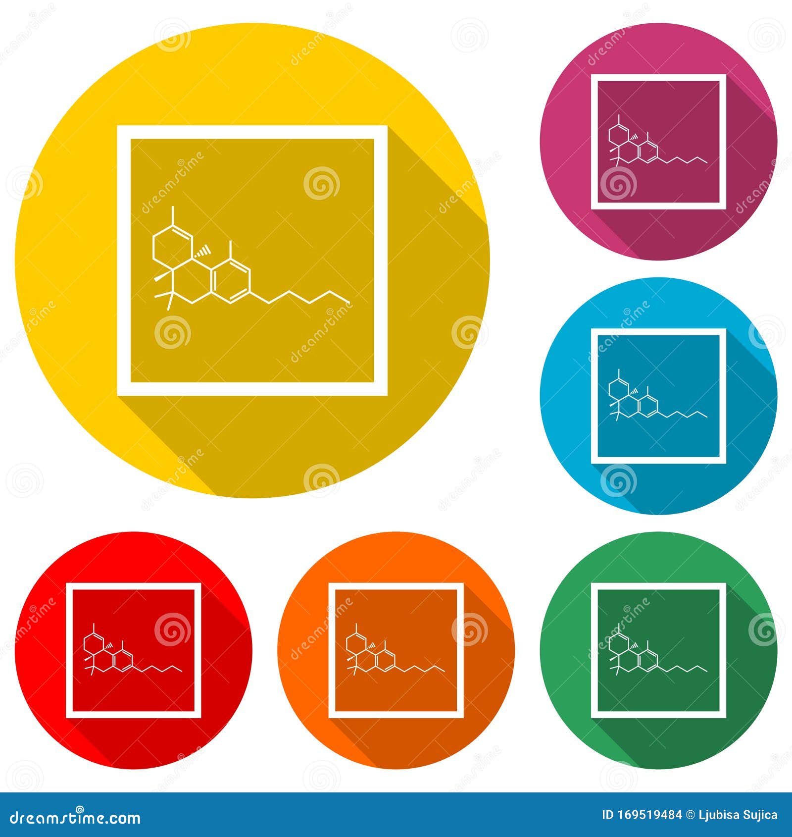 Cannabidiol or CBD Molecular Structural Icon with Long Shadow Stock ...