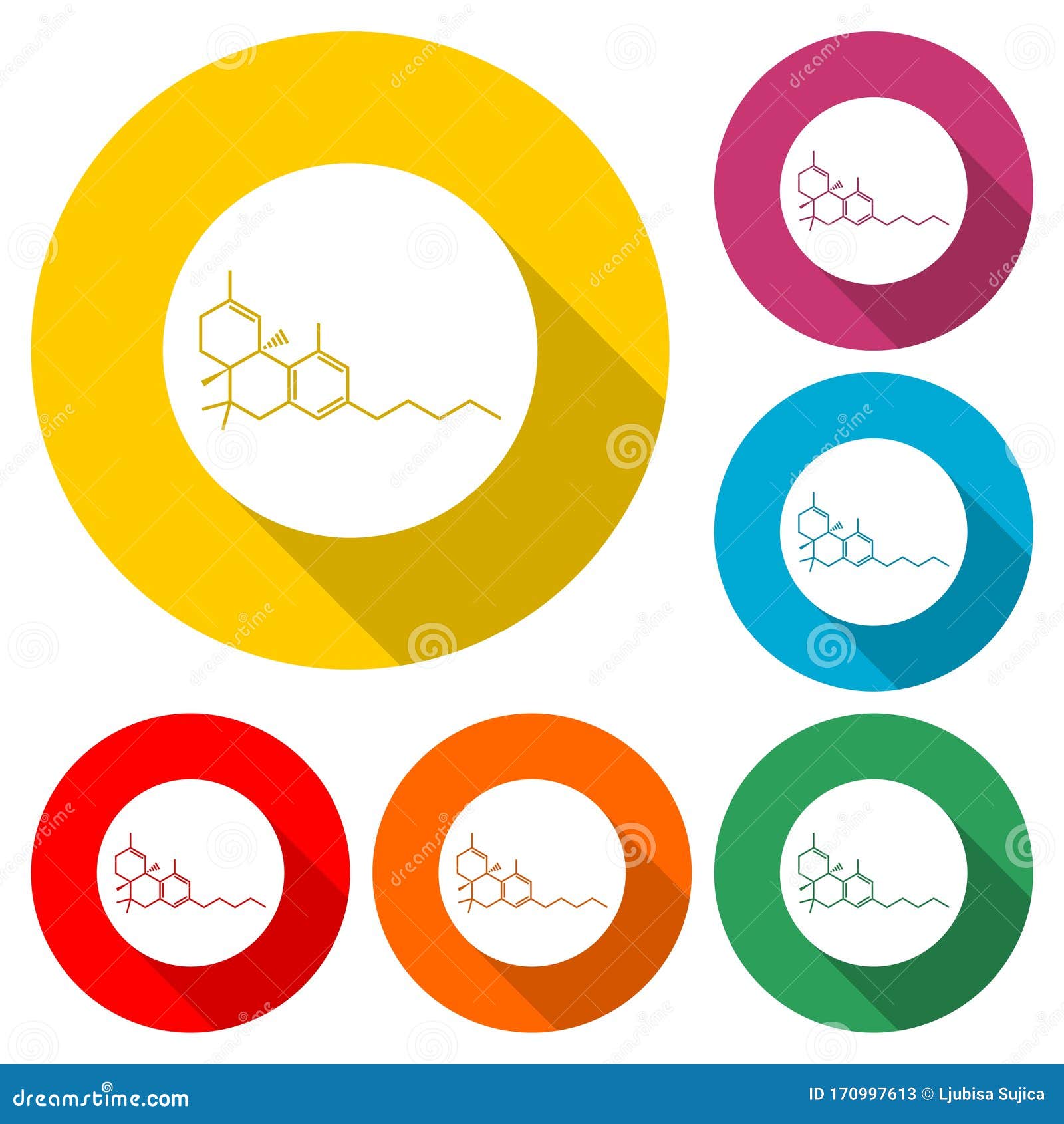 Cannabidiol or CBD Molecular Structural Icon with Long Shadow Stock ...
