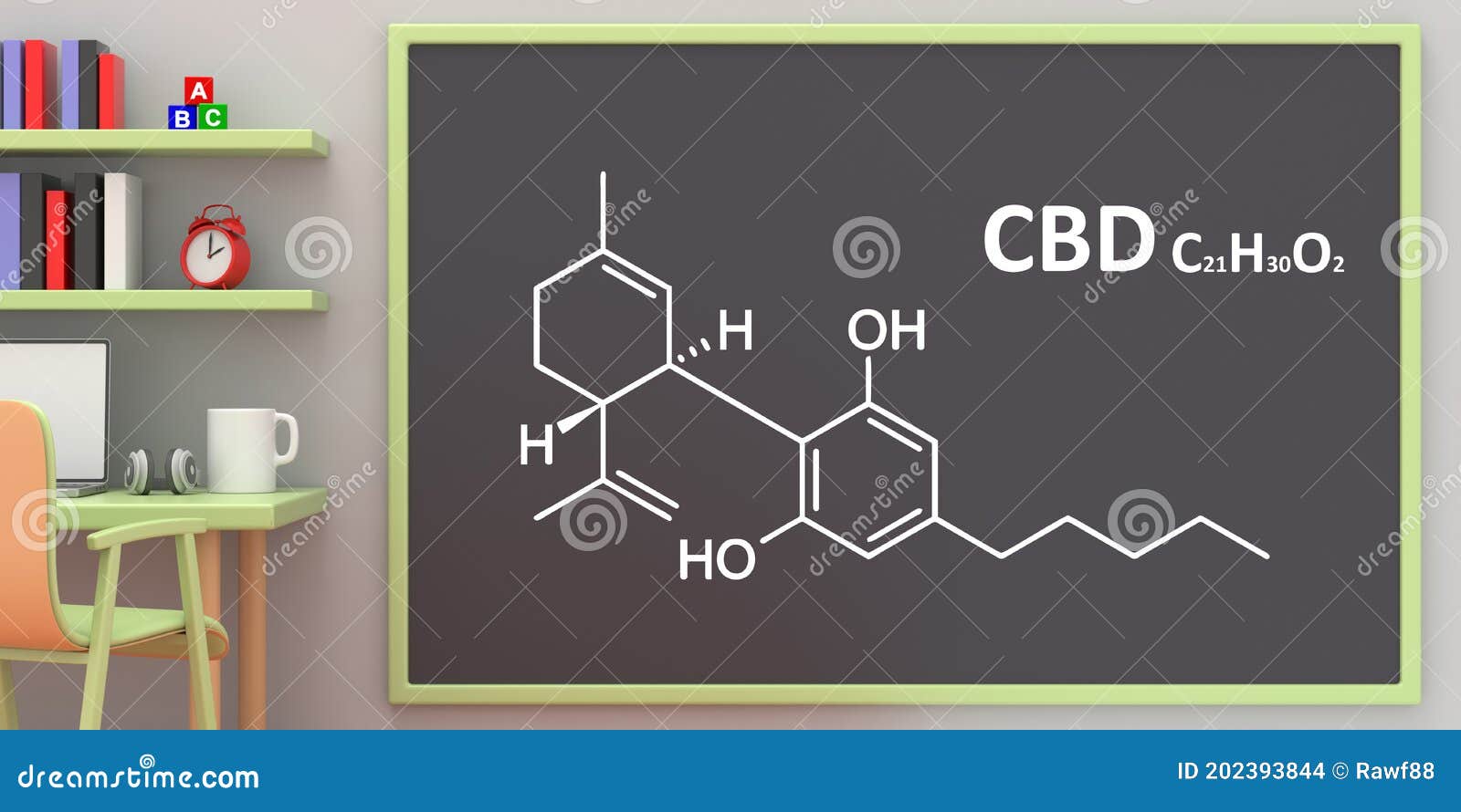 Cannabidiol, Cbd Molecular Structure, Drawing on a Board. 3d ...