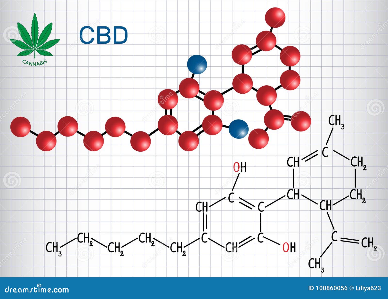 Cannabidiol CBD - Structurele Chemische Formule En Molecule Vector ...