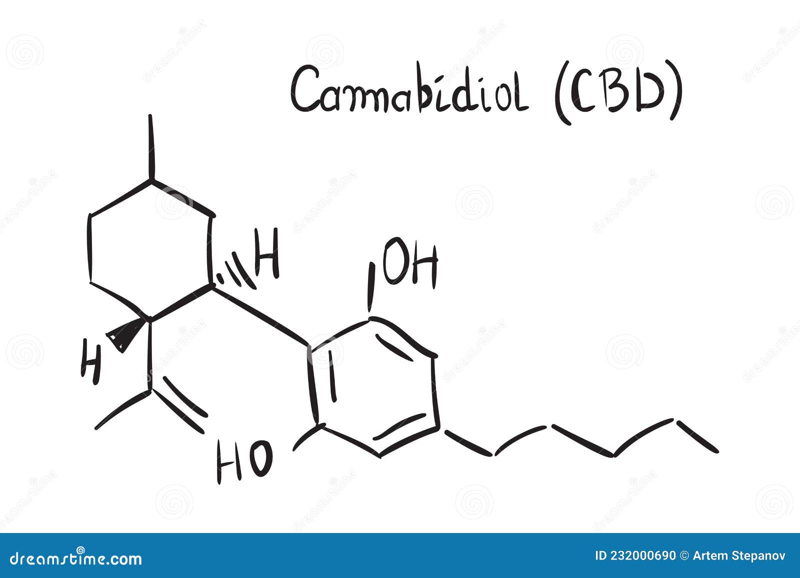 Cannabidiol Molecule Formula, CBD Structural Model Stock Vector ...