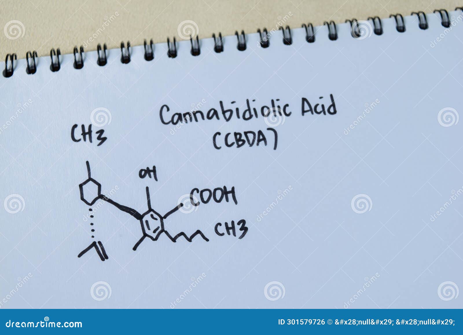 Cannabidiolic Acid (CBDA) Molecule Written on the Book. Structural ...