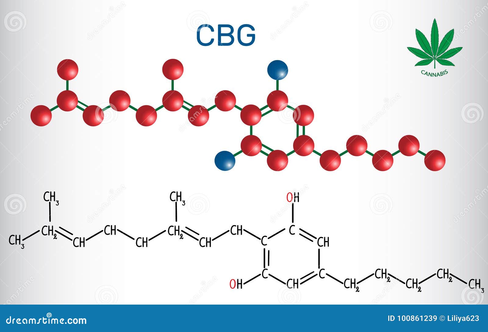 Cannabigerol CBG - Structural Chemical Formula and Molecule Stock ...