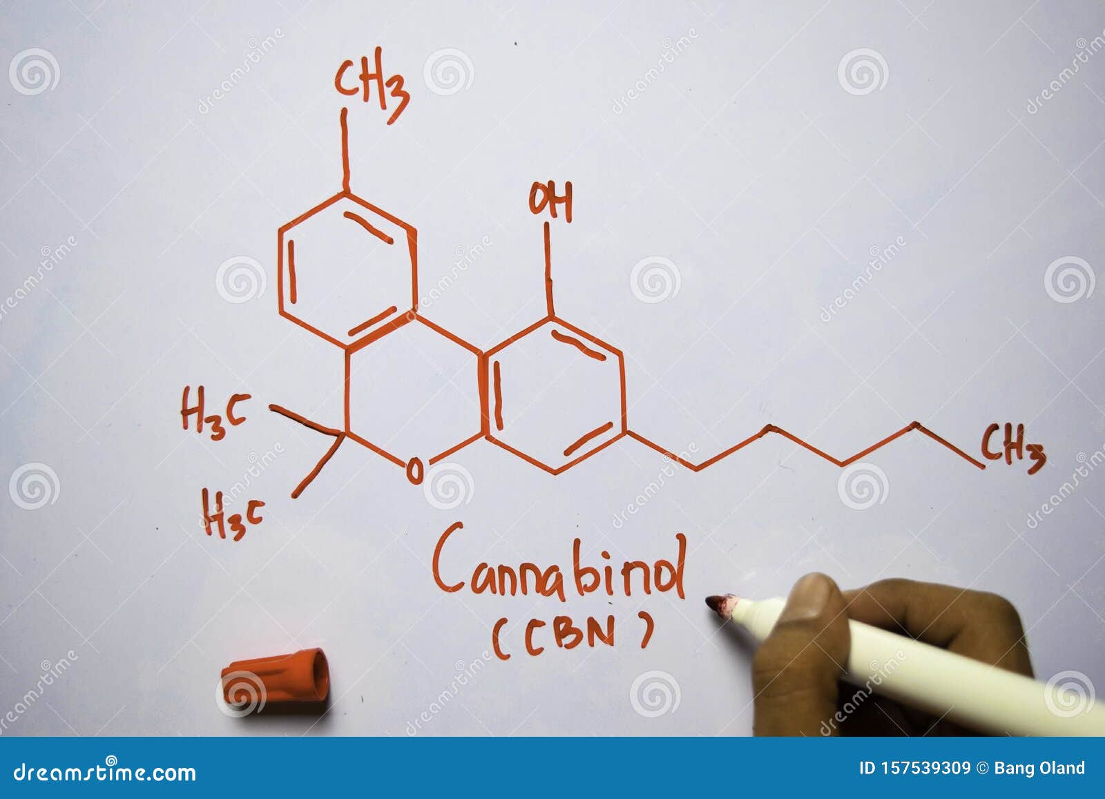 Cannabinol CBN Molecule Written On The White Board. Structural Chemical ...